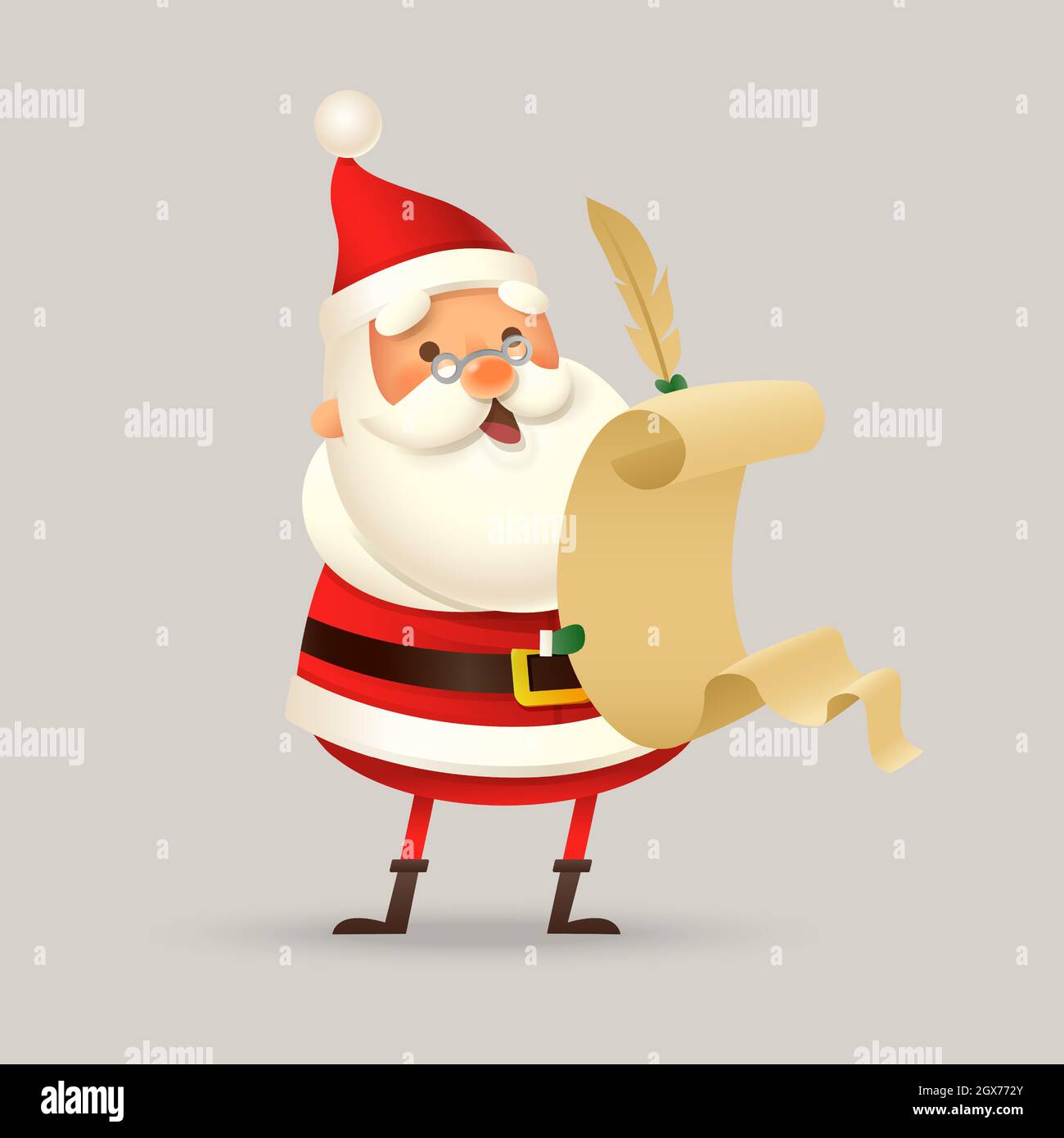 Cute Santa Claus with checking list - vector illustration isolated ...