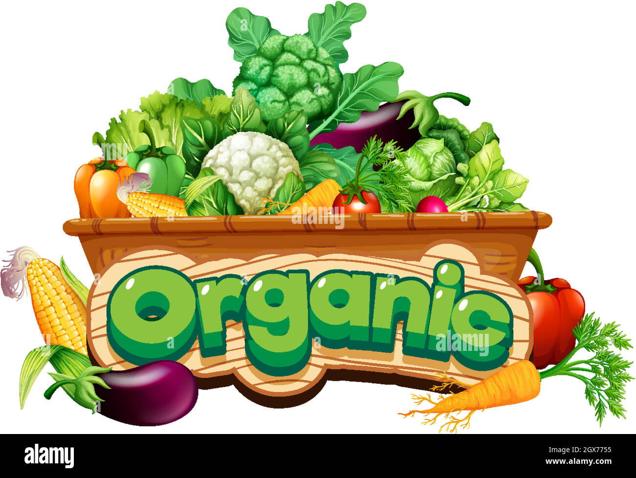 Font design for word organic with many fresh vegetables Stock Vector ...