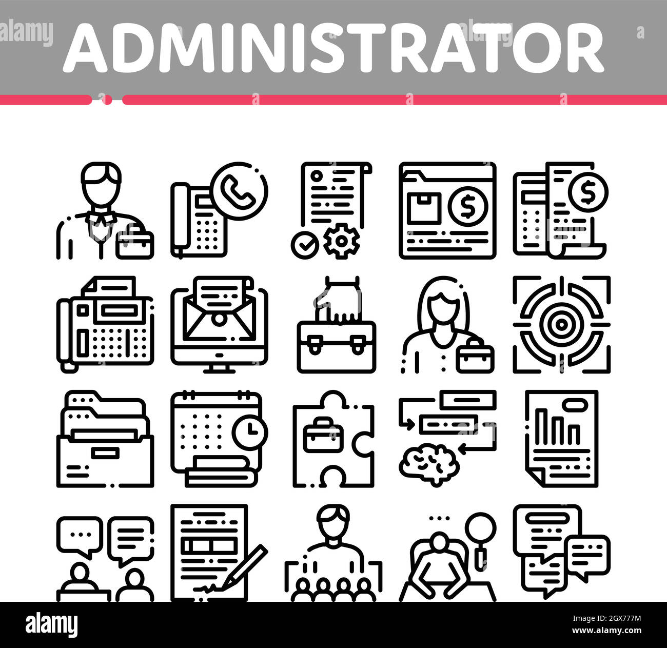 Administrator Business Collection Icons Set Vector Illustrations Stock ...