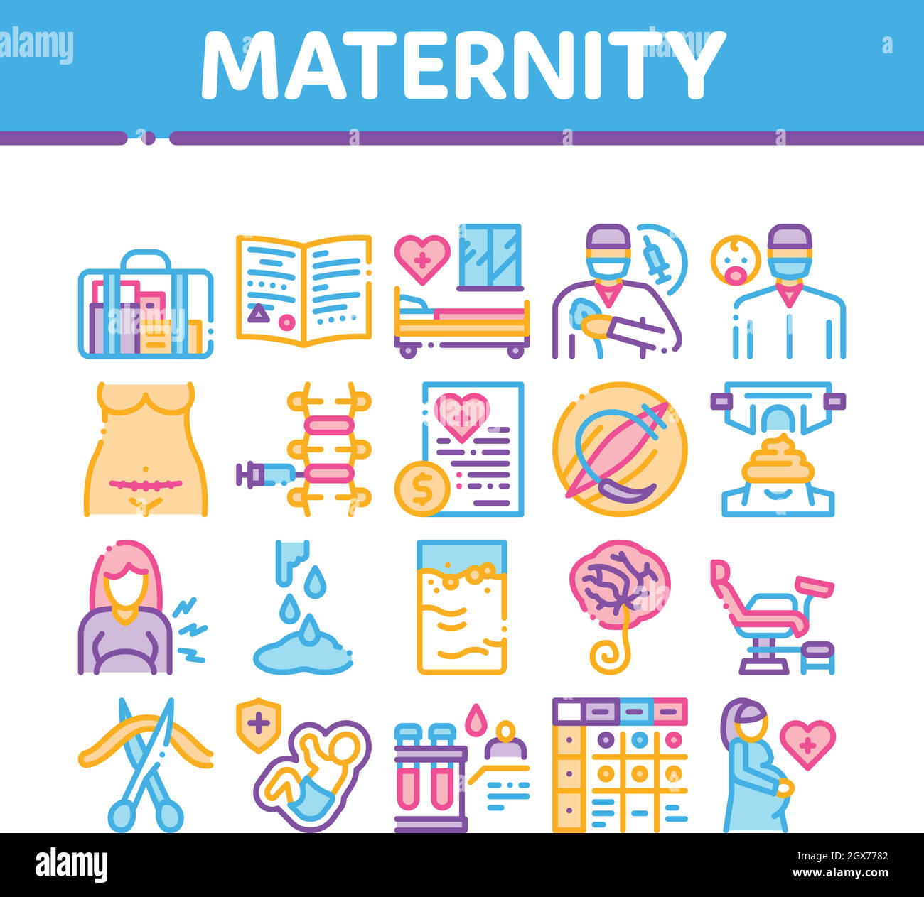 Maternity Hospital Collection Icons Set Vector Stock Vector Image & Art ...