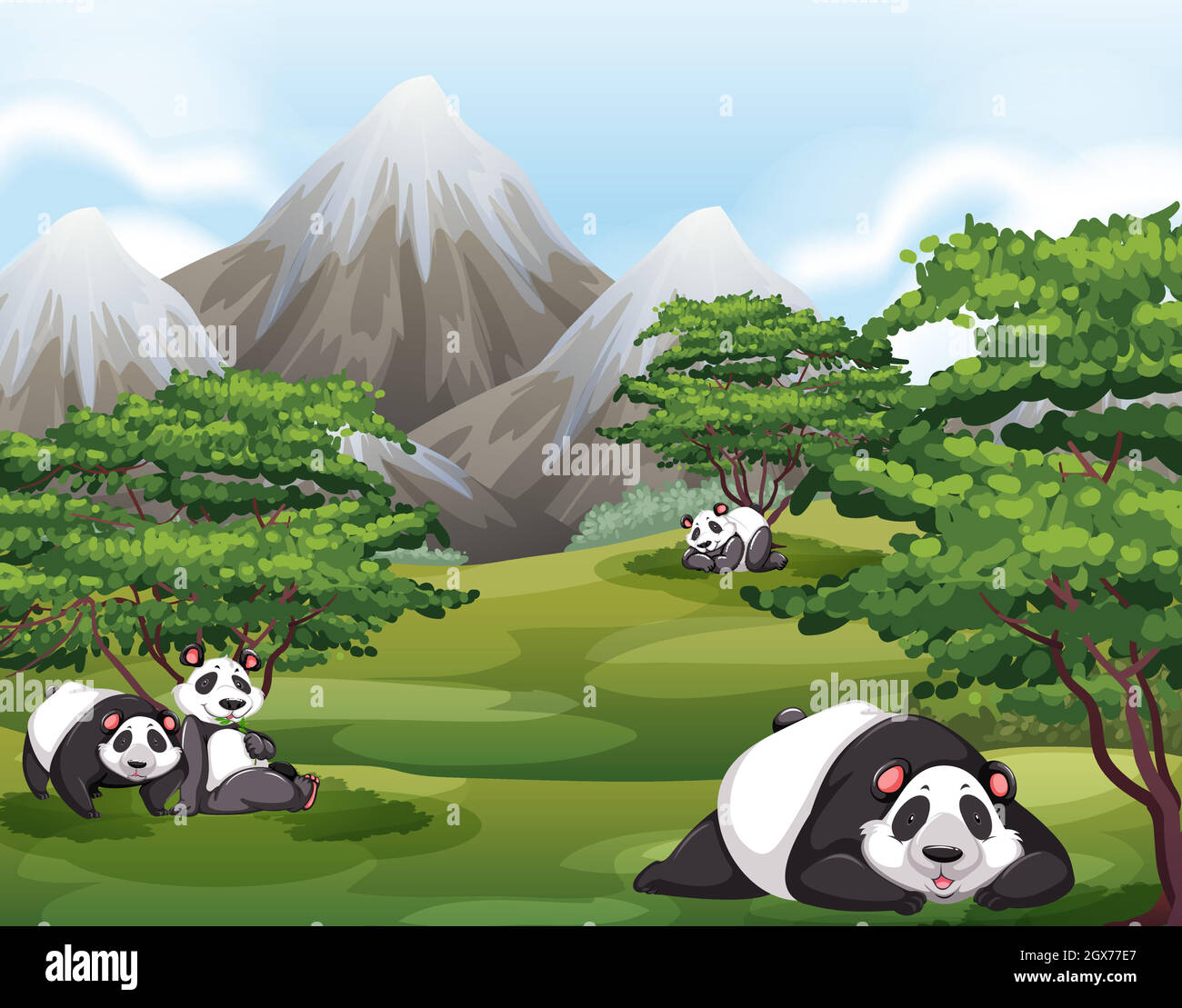 Pandas in forest Stock Vector Image & Art - Alamy