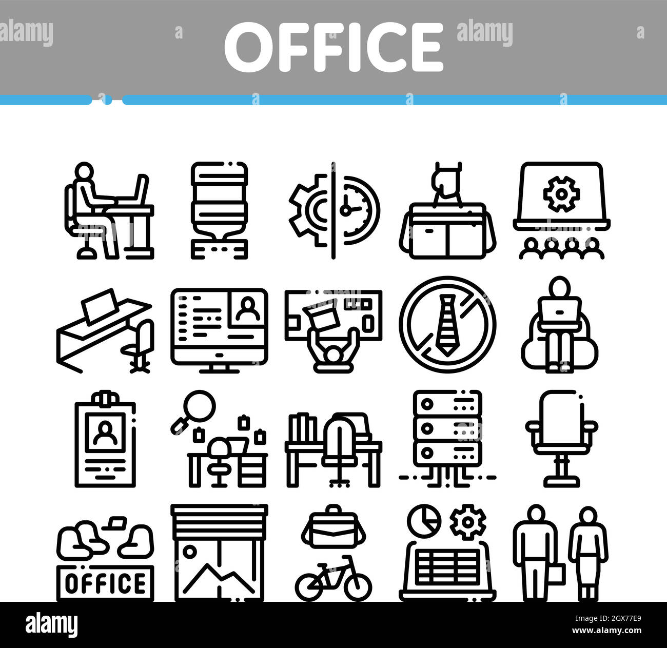 Office And Workplace Collection Icons Set Vector Stock Vector Image ...
