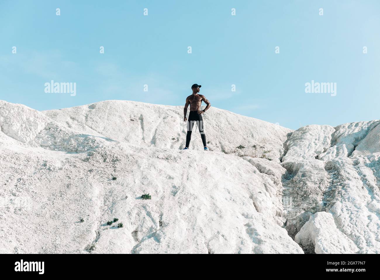 African American Man Top Mountain Top Celebrates Success, Mountain Top ...