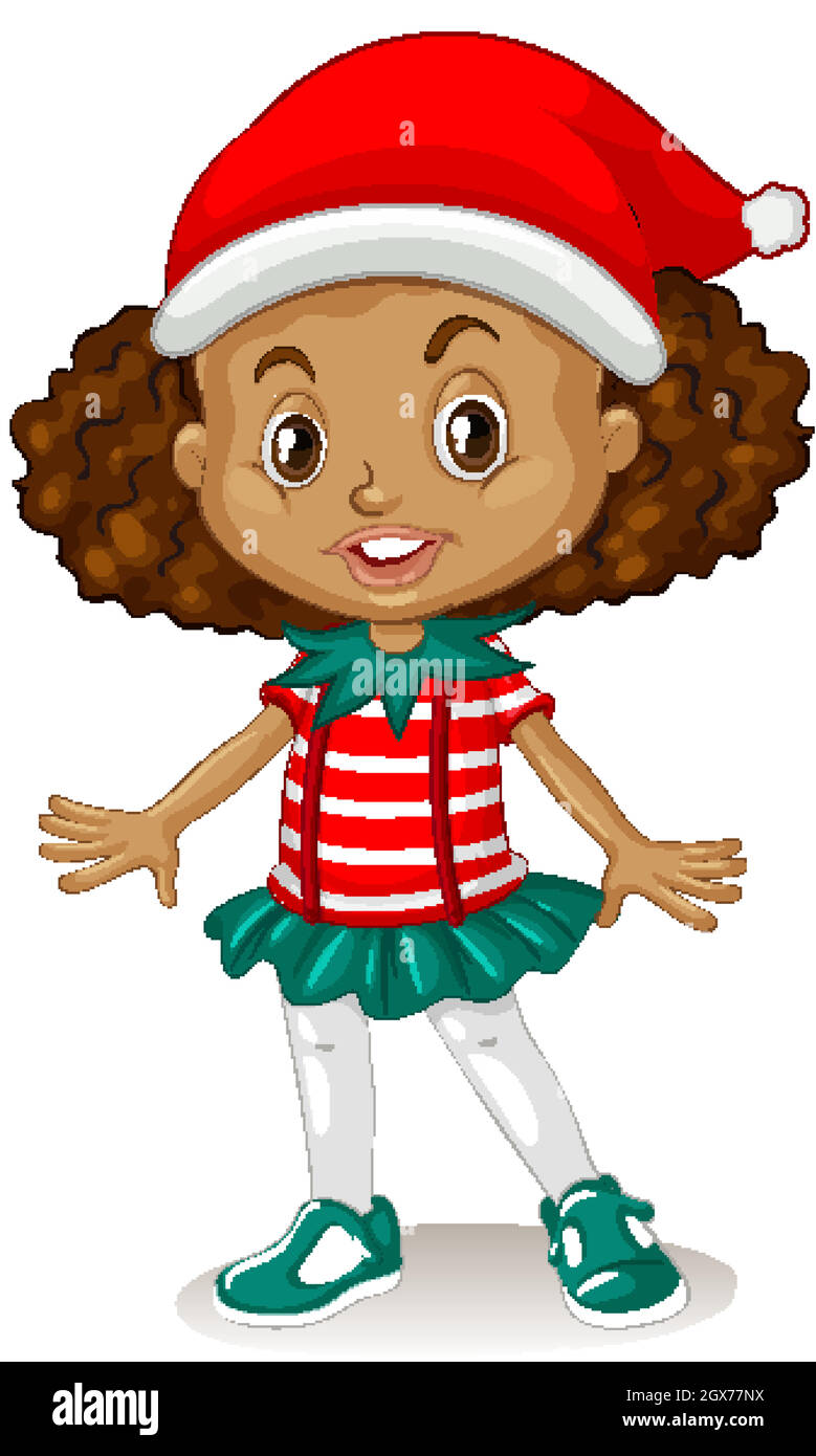 Cute girl wearing Christmas costumes cartoon character Stock Vector ...