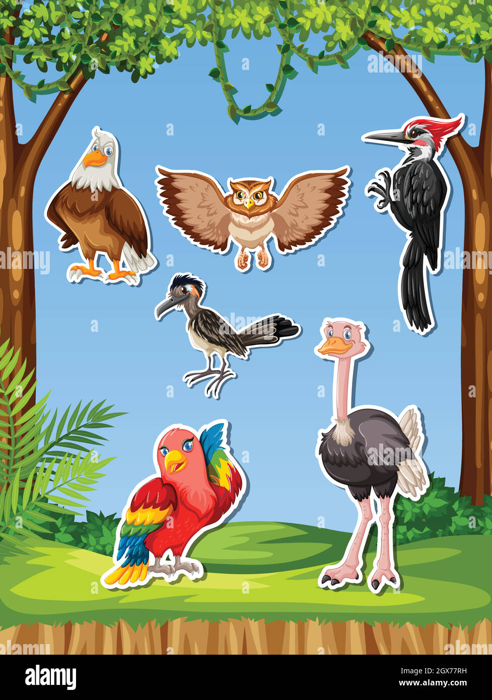 Set of different bird sticker Stock Vector Image & Art - Alamy