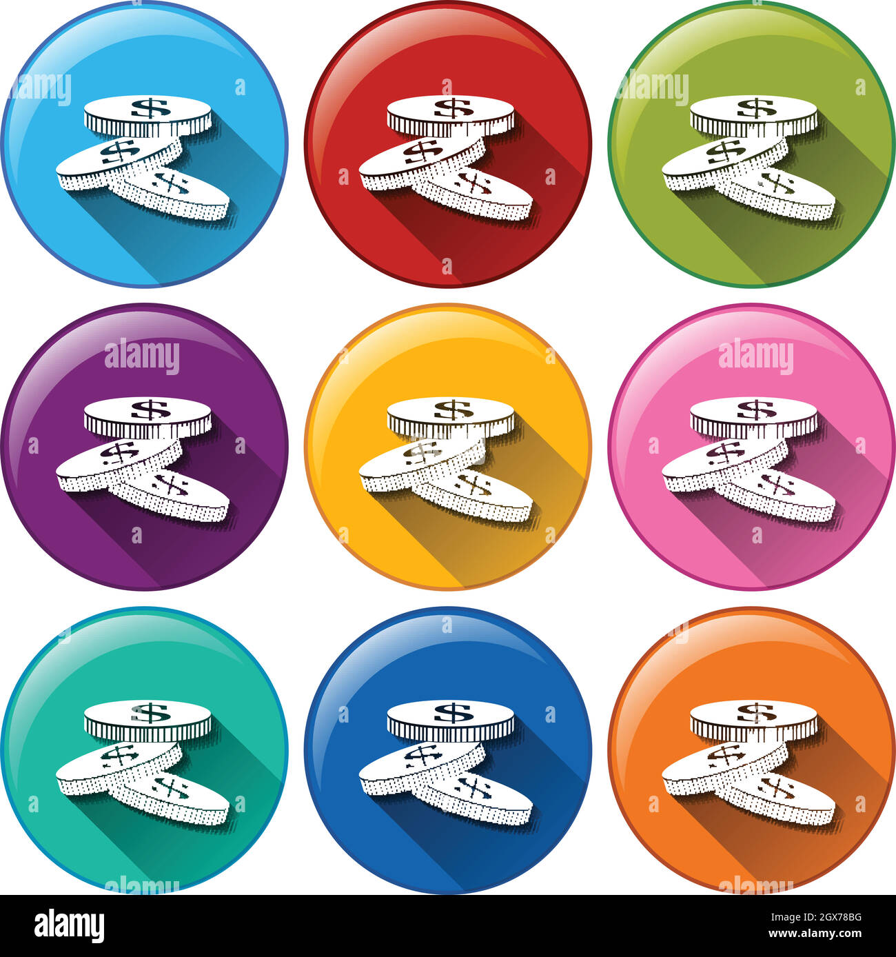 Red background coins Stock Vector Images - Alamy