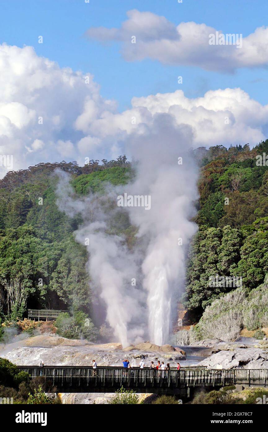 Pohutu Geyser is an active geyser in the Taupo Volcanic Range on the ...