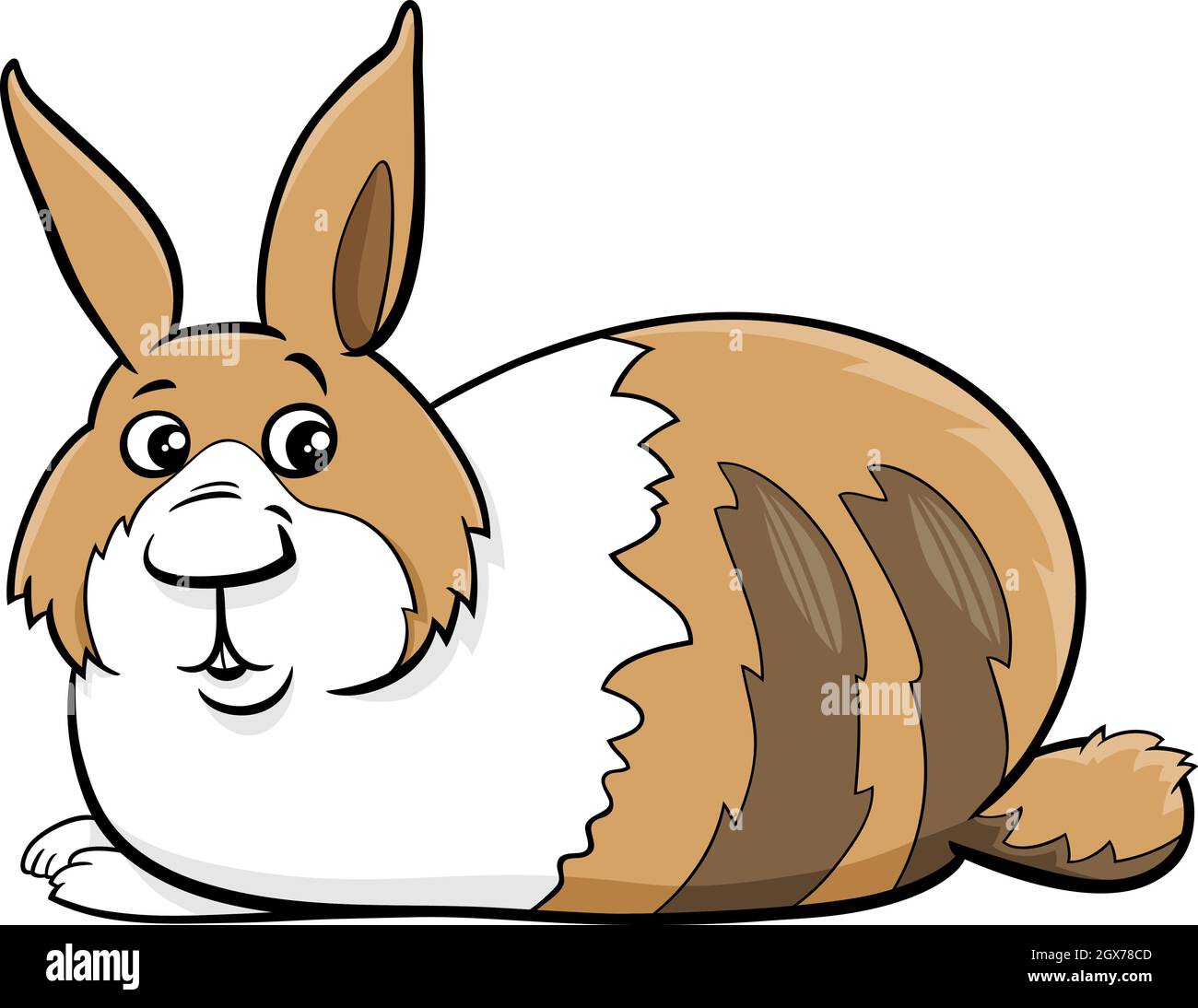 Cartoon illustration of funny lying dwarf rabbit comic animal character ...