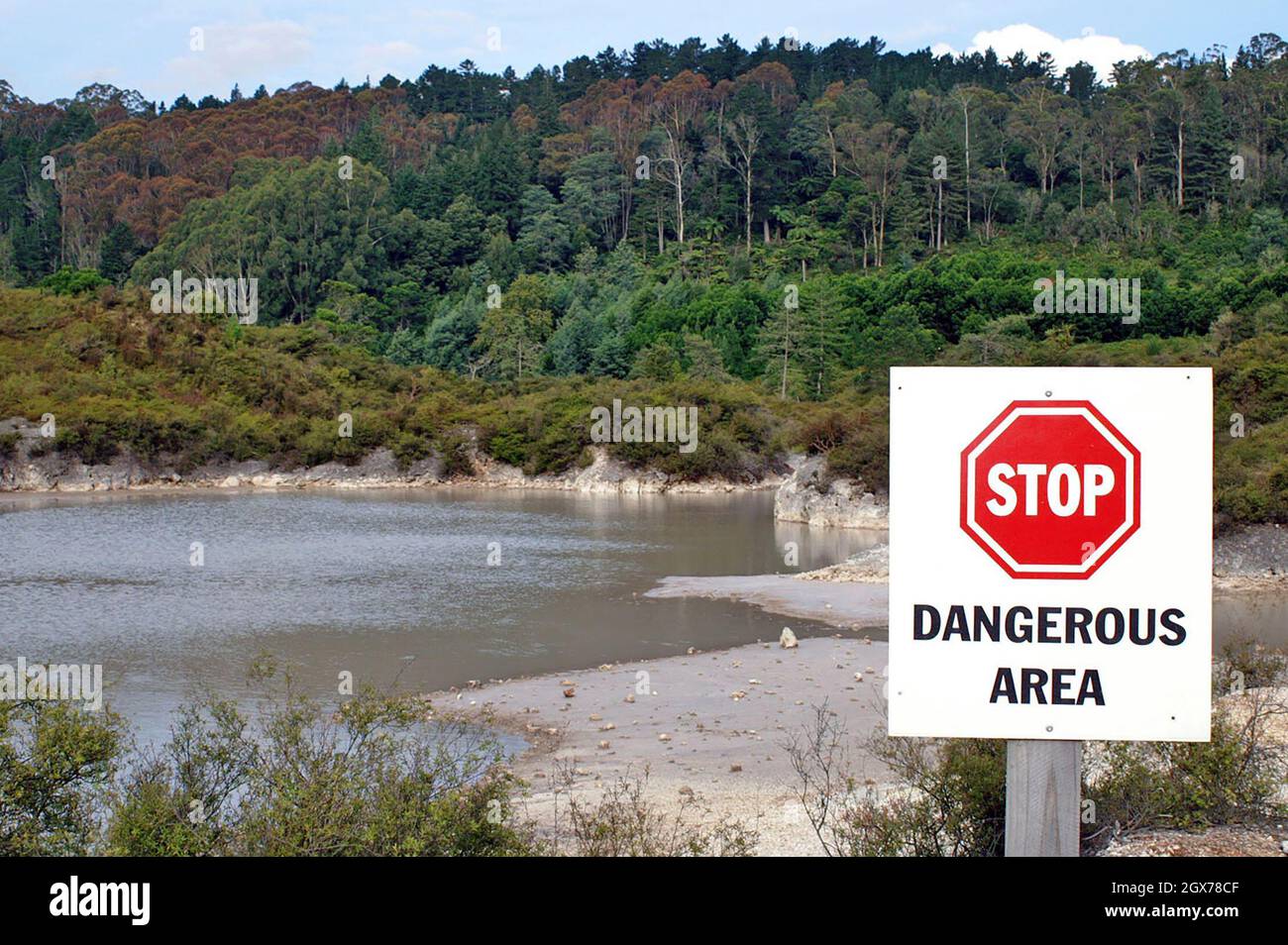 Stop dangerous area sign thermal activity hi-res stock photography and ...
