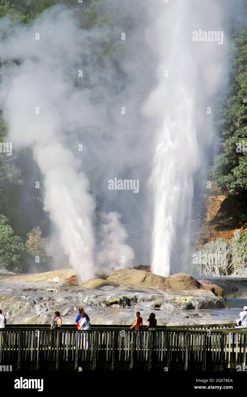 Pohutu Geyser is an active geyser in the Taupo Volcanic Range on the ...