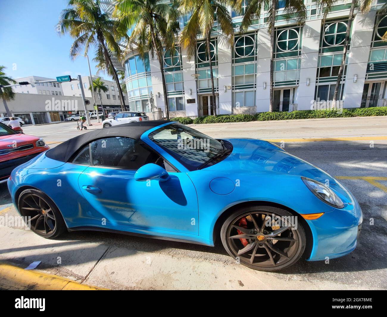Los Angeles, California USA - March 24, 2021: blue Porsche 718 Cayman ...