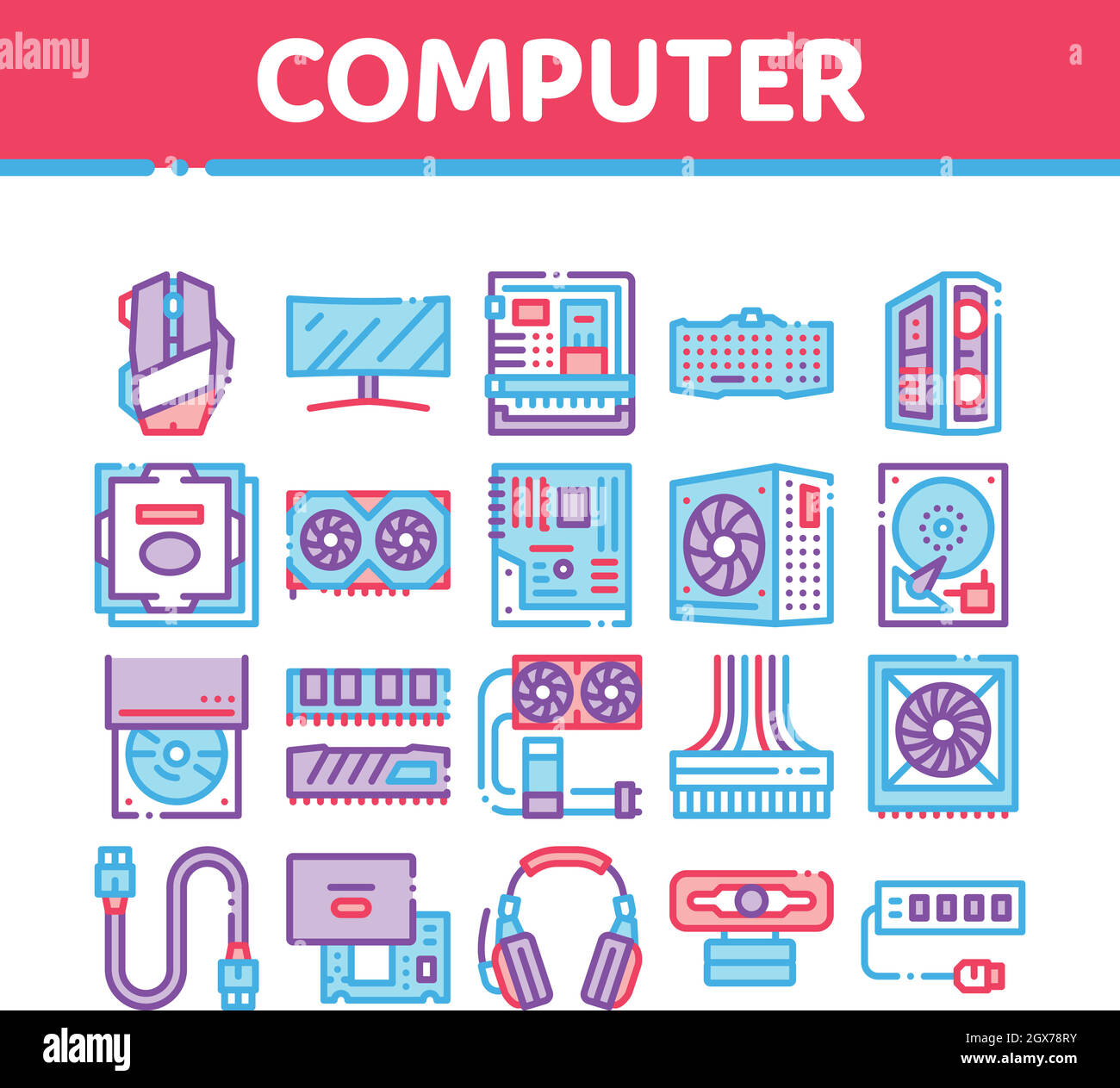 Computer Technology Collection Icons Set Vector Stock Vector Image ...