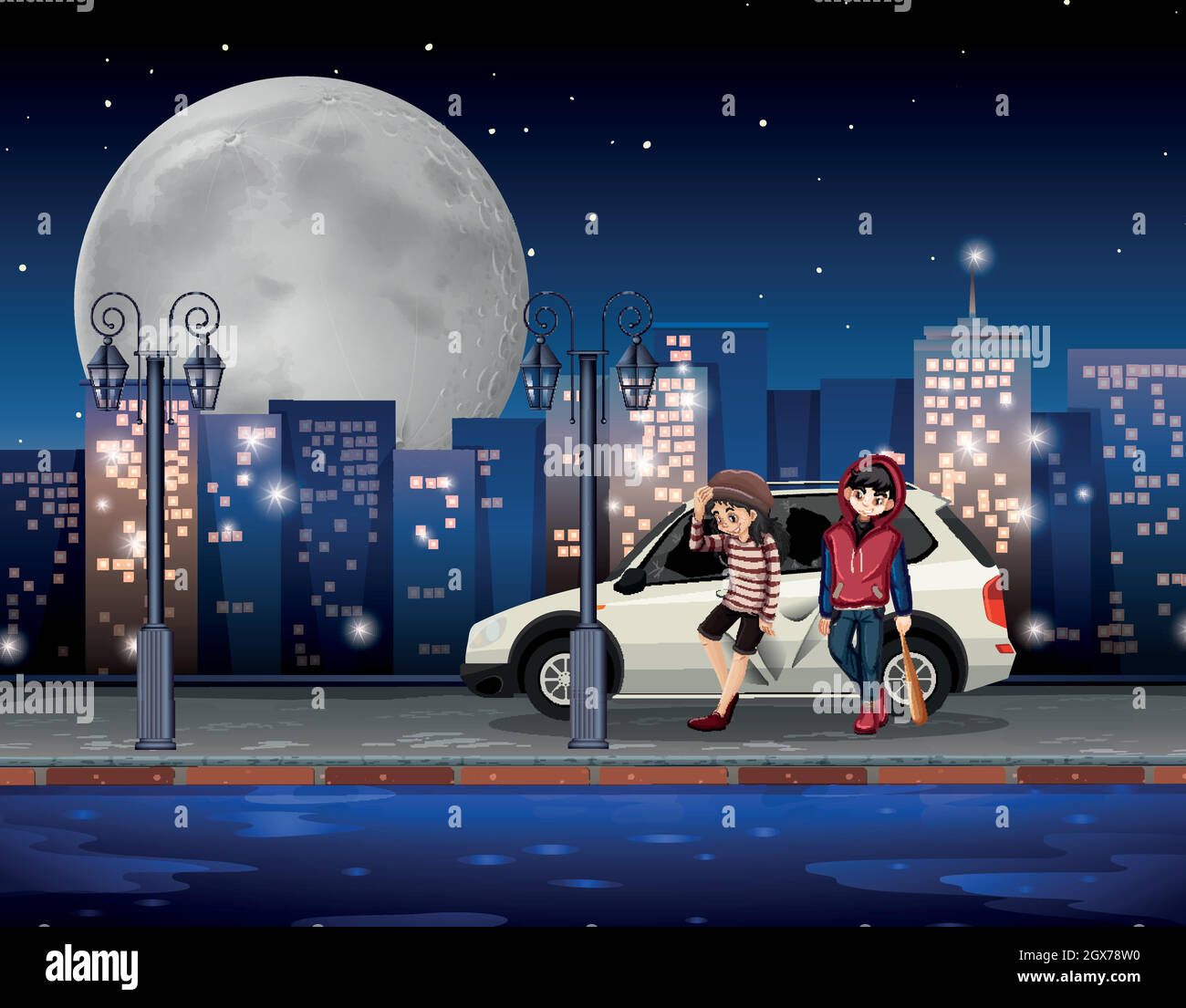 People street night Stock Vector Images - Alamy
