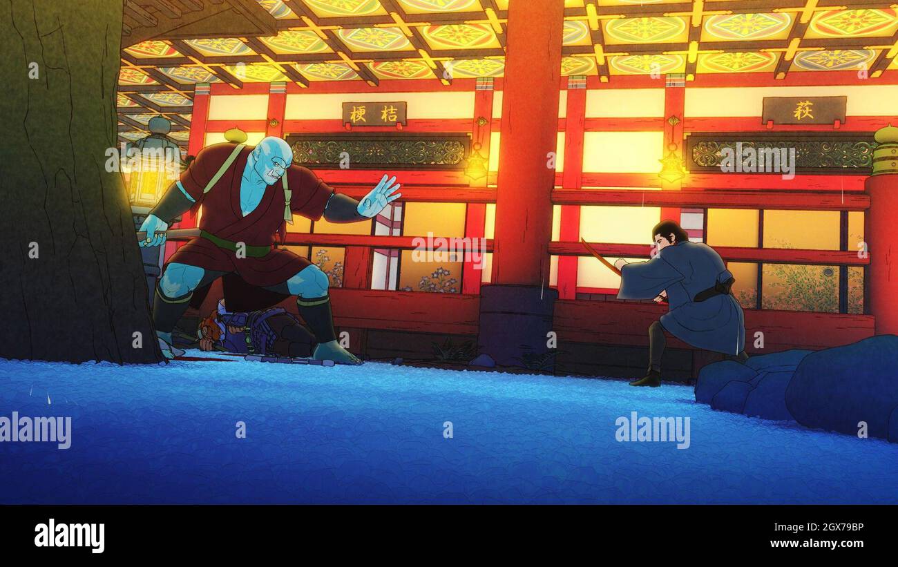 BRIGHT: SAMURAI SOUL, from left: Raiden (voice: Fred Mancuso), Izo ...