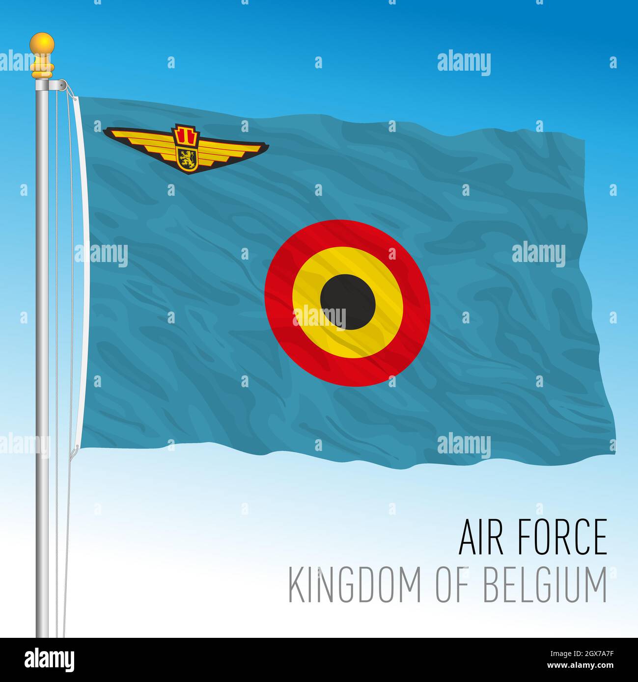 Belgian Air Force flag, Kingdom of Belgium, vector illustration Stock ...