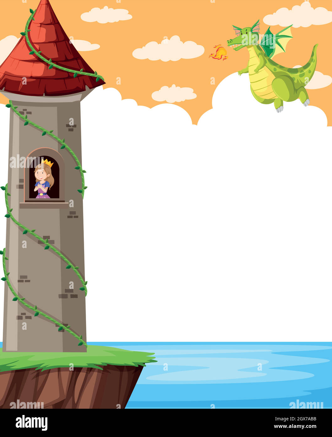 Fantasy castle with princess Stock Vector Image & Art - Alamy