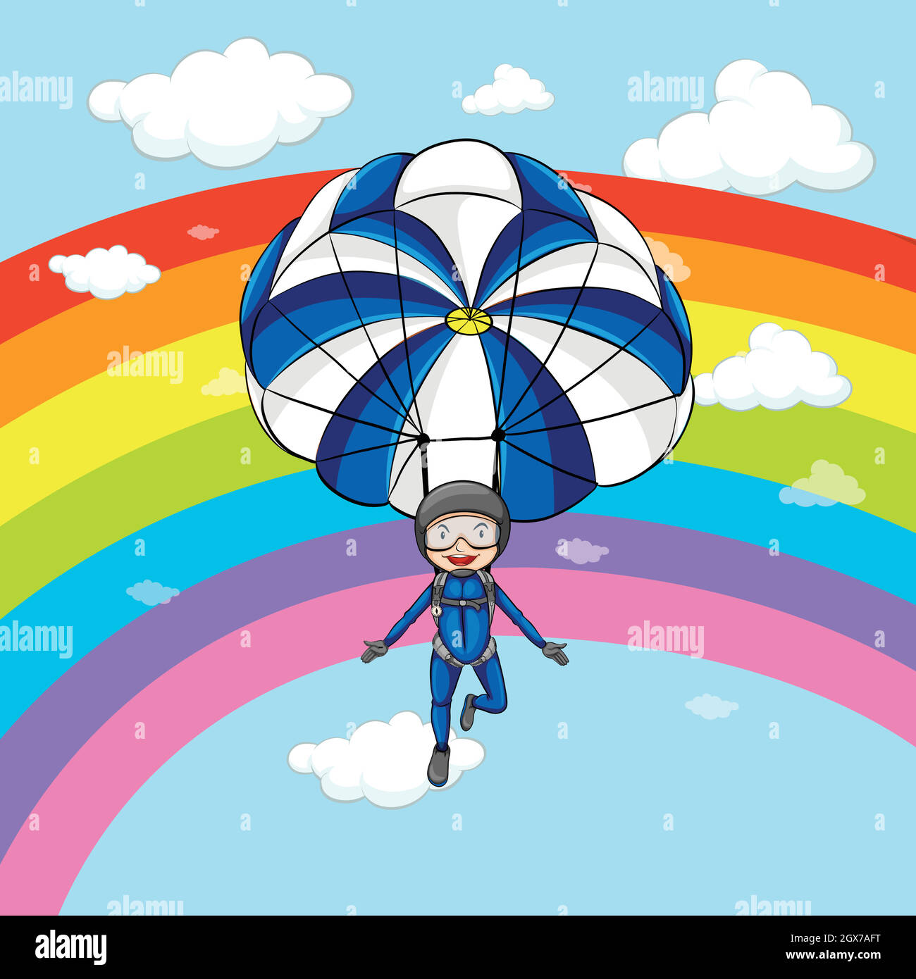 Man parachuting in the sky with rainbow background Stock Vector Image ...