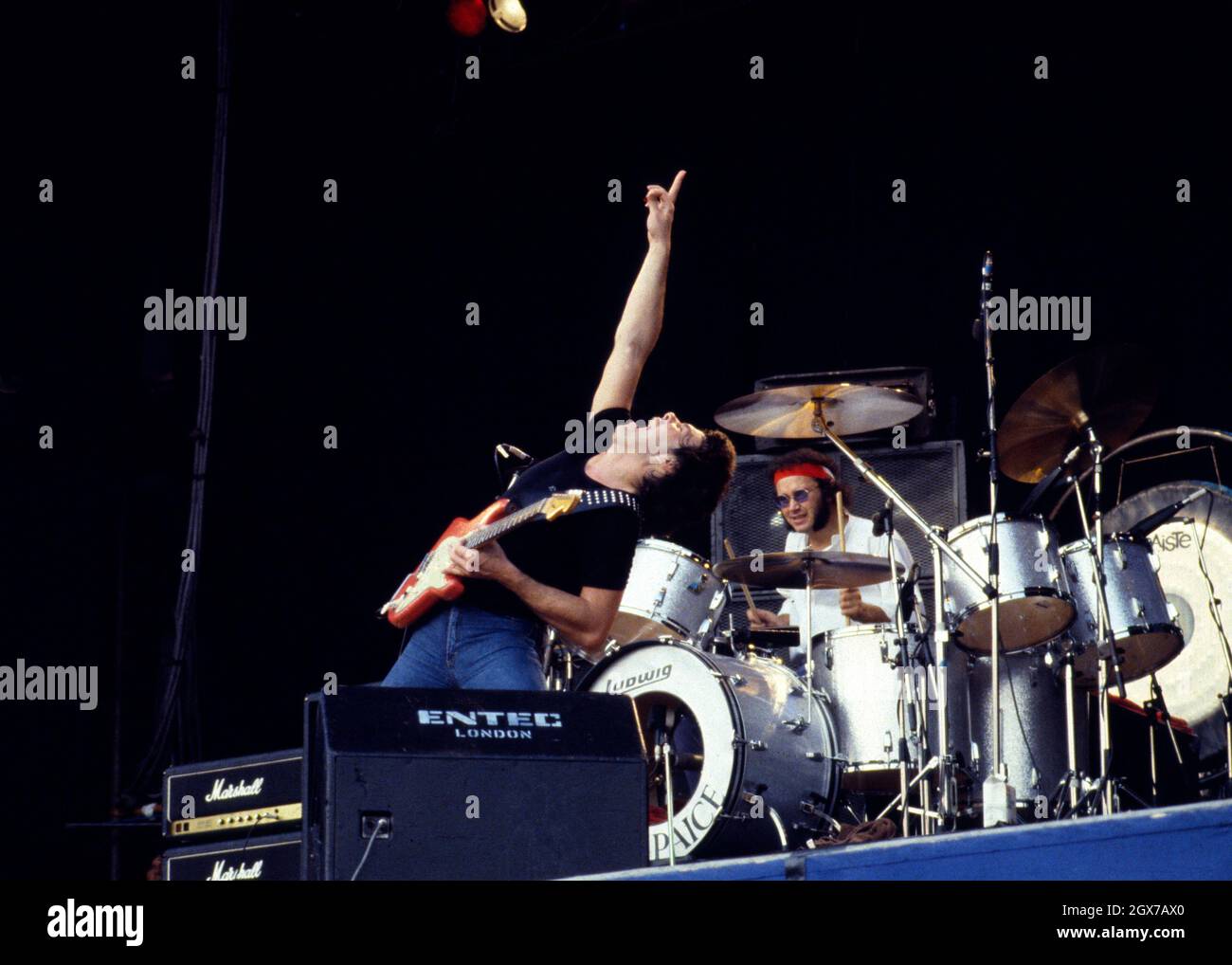 Irish guitarist and singer Gary Moore performing at the 1982 Reading ...