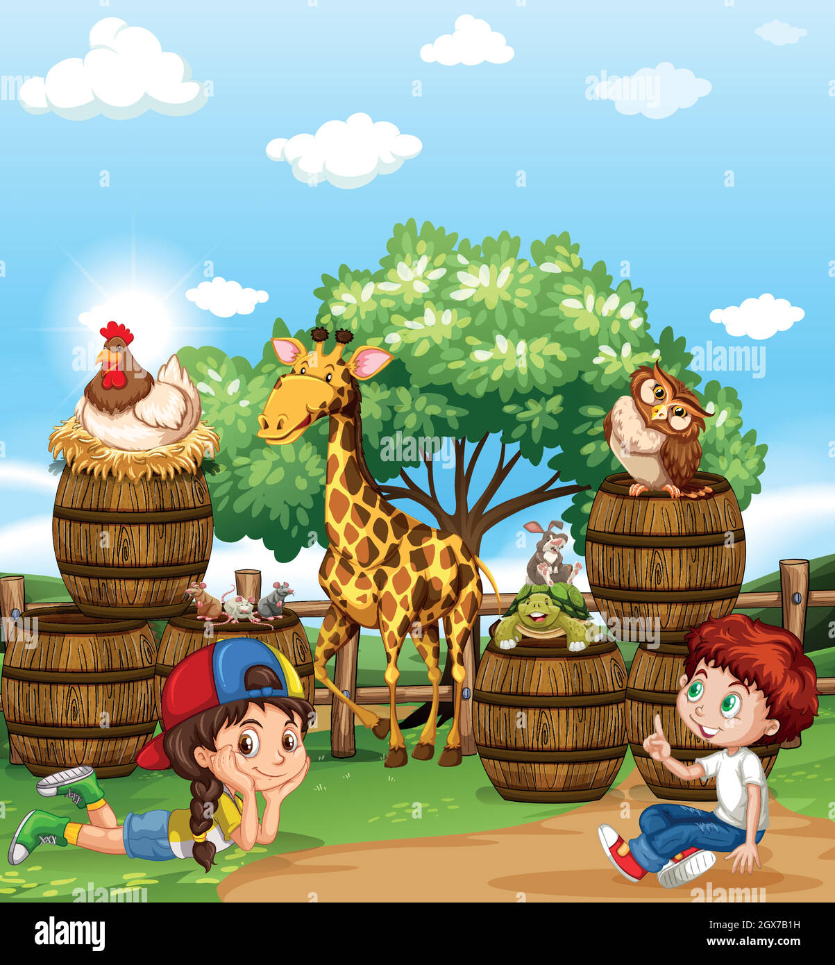 Children and wild animals Stock Vector Image & Art - Alamy