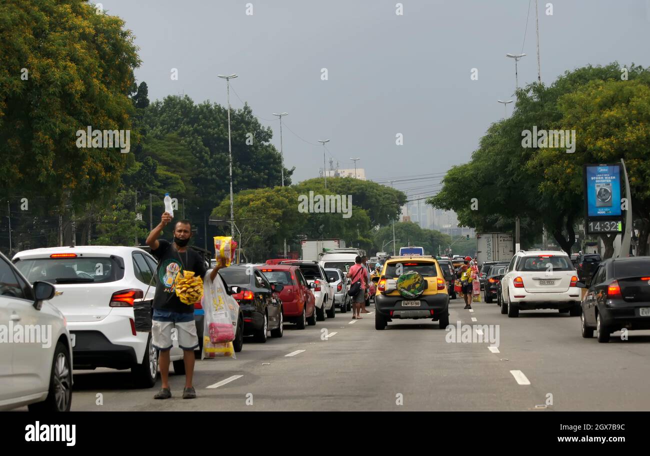 October 20, 2020. São Paulo, SP, Brazil. Point of view inside the car ...