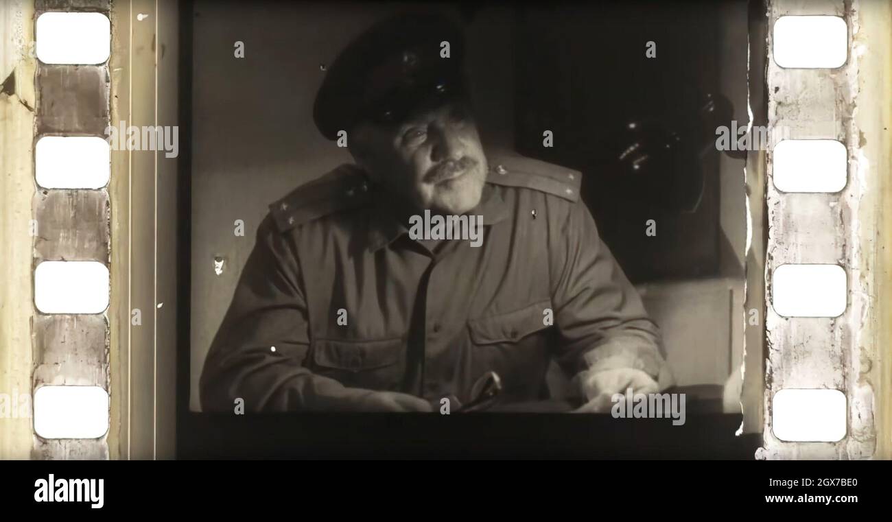 THE VILLAGE DETECTIVE: A SONG CYCLE, Mikhail Zharov in a damaged frame from THE VILLAGE ...