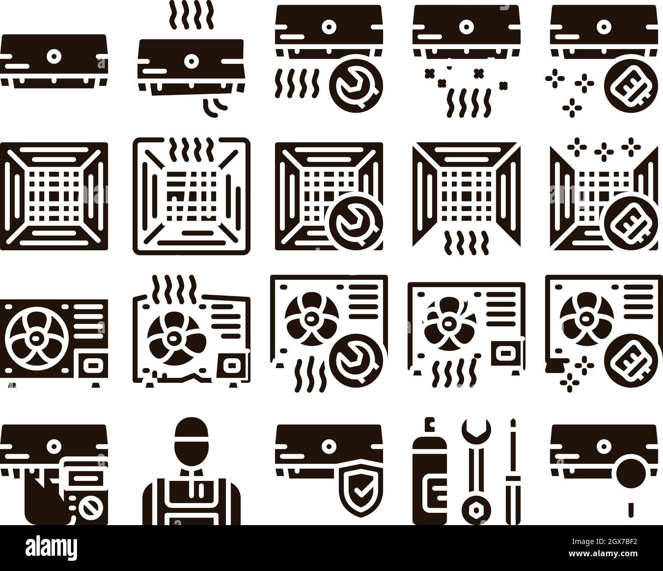 Conditioner Repair Glyph Icons Set Vector Stock Vector Image & Art - Alamy