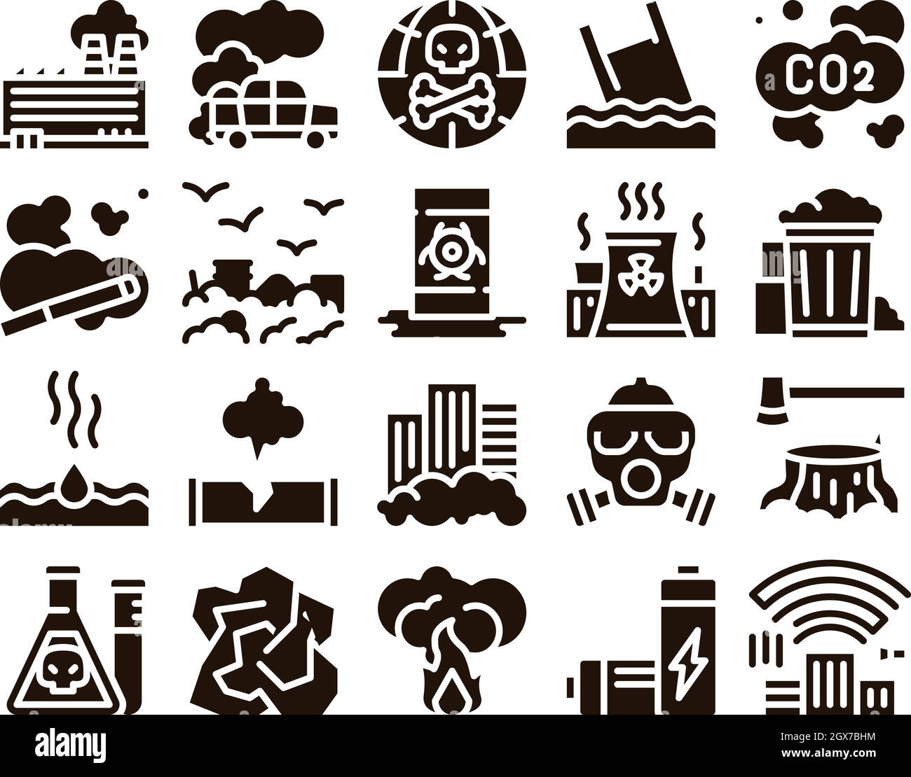 Pollution line icon pack Stock Vector Images - Alamy
