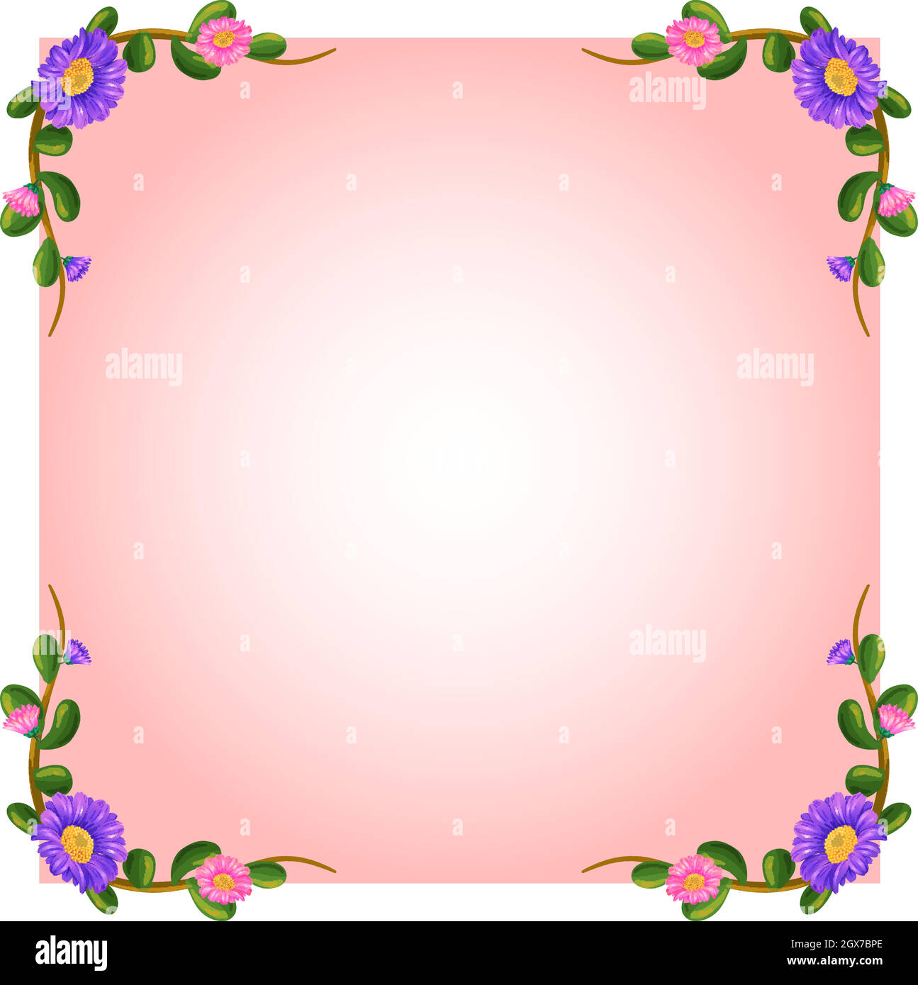 An empty pink template with floral margin Stock Vector Image & Art - Alamy