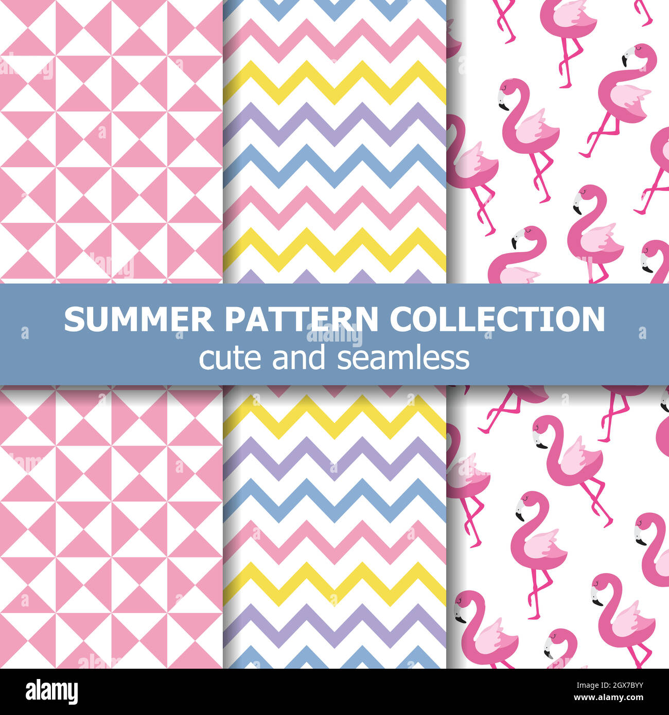 Tropical summer pattern collection. Flamingo theme, Summer banner Stock ...