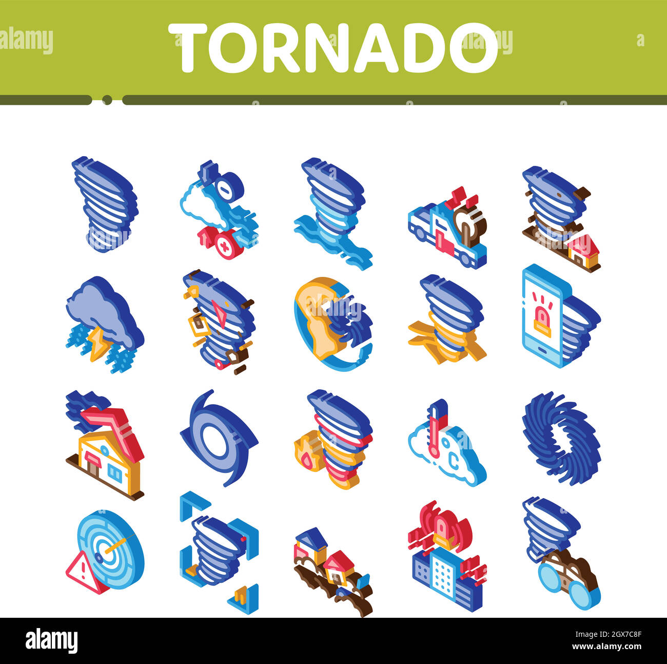 Tornado And Hurricane Isometric Icons Set Vector Stock Vector Image ...