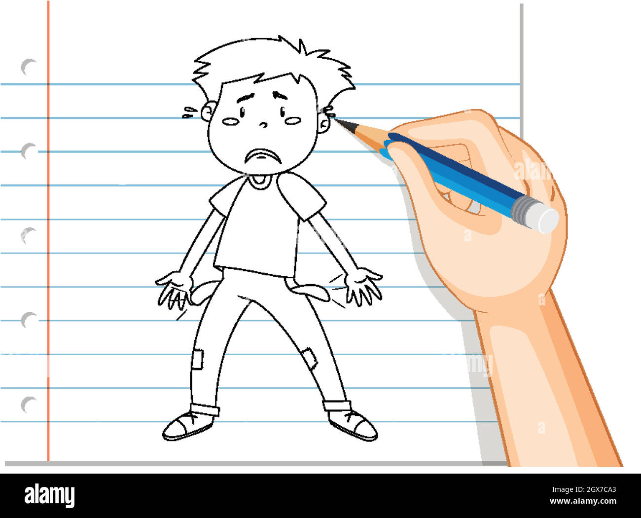 Young man writing sad Stock Vector Images - Alamy