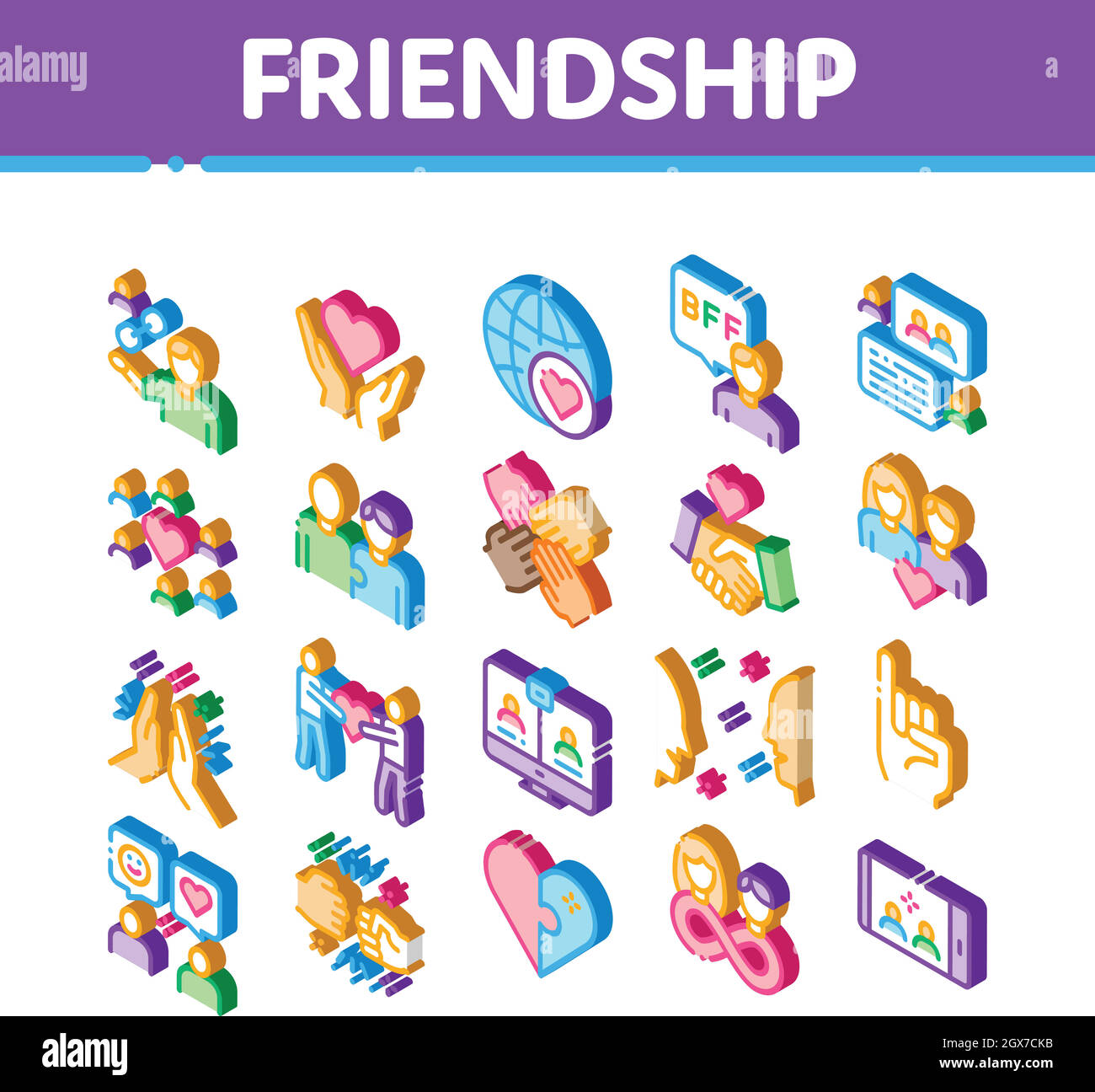 Friendship Relation Isometric Icons Set Vector Stock Vector Image & Art ...
