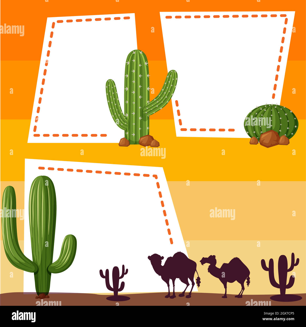 Border template with silhouette camels Stock Vector Image & Art - Alamy