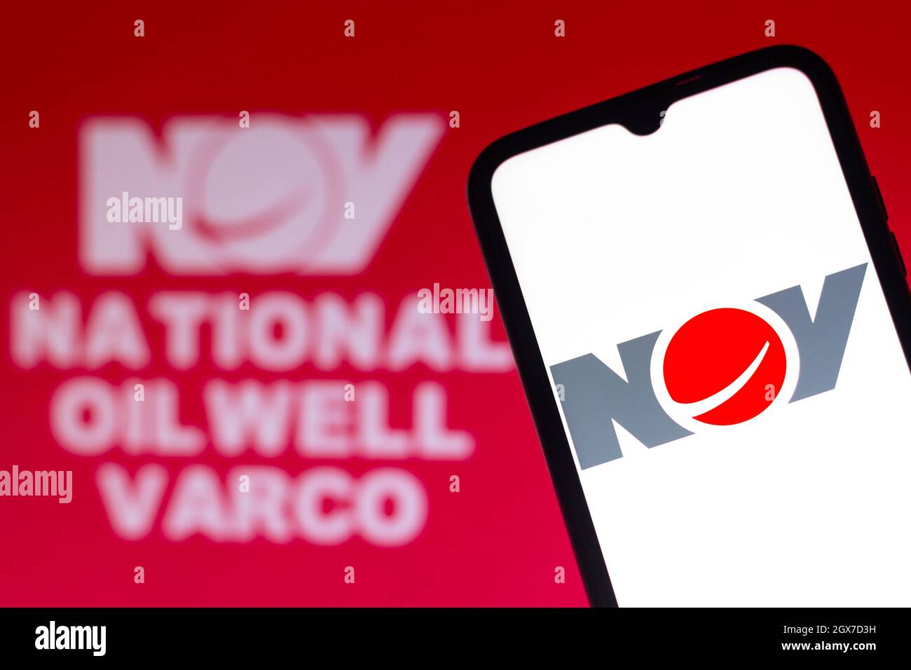In this photo illustration the National Oilwell Varco (NOV) logo seen ...