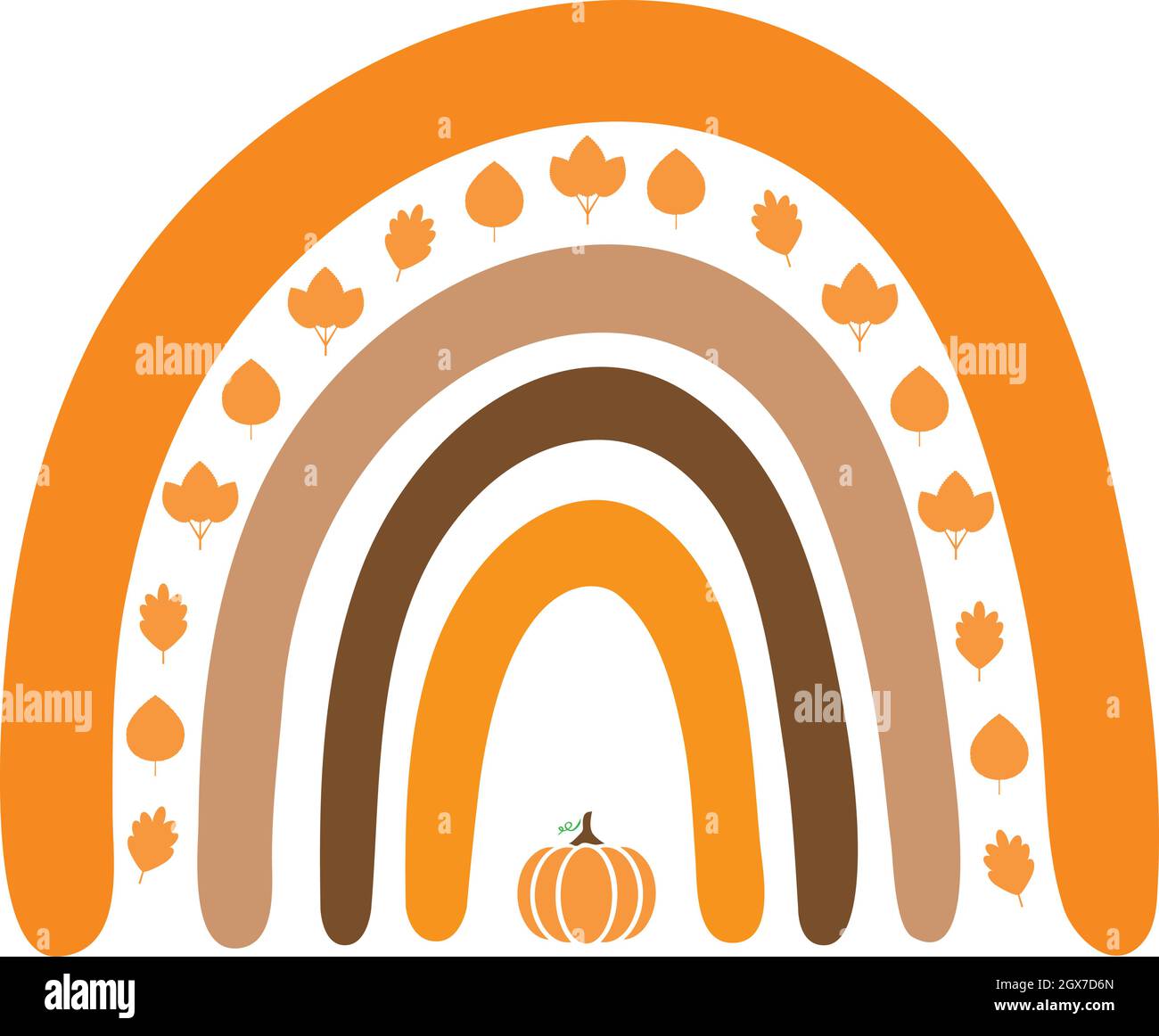 vector illustration of a fall rainbow with a pumpkin Stock Vector Image ...