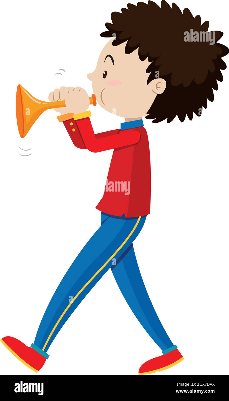 Little boy playing trumpet Stock Vector Image & Art - Alamy
