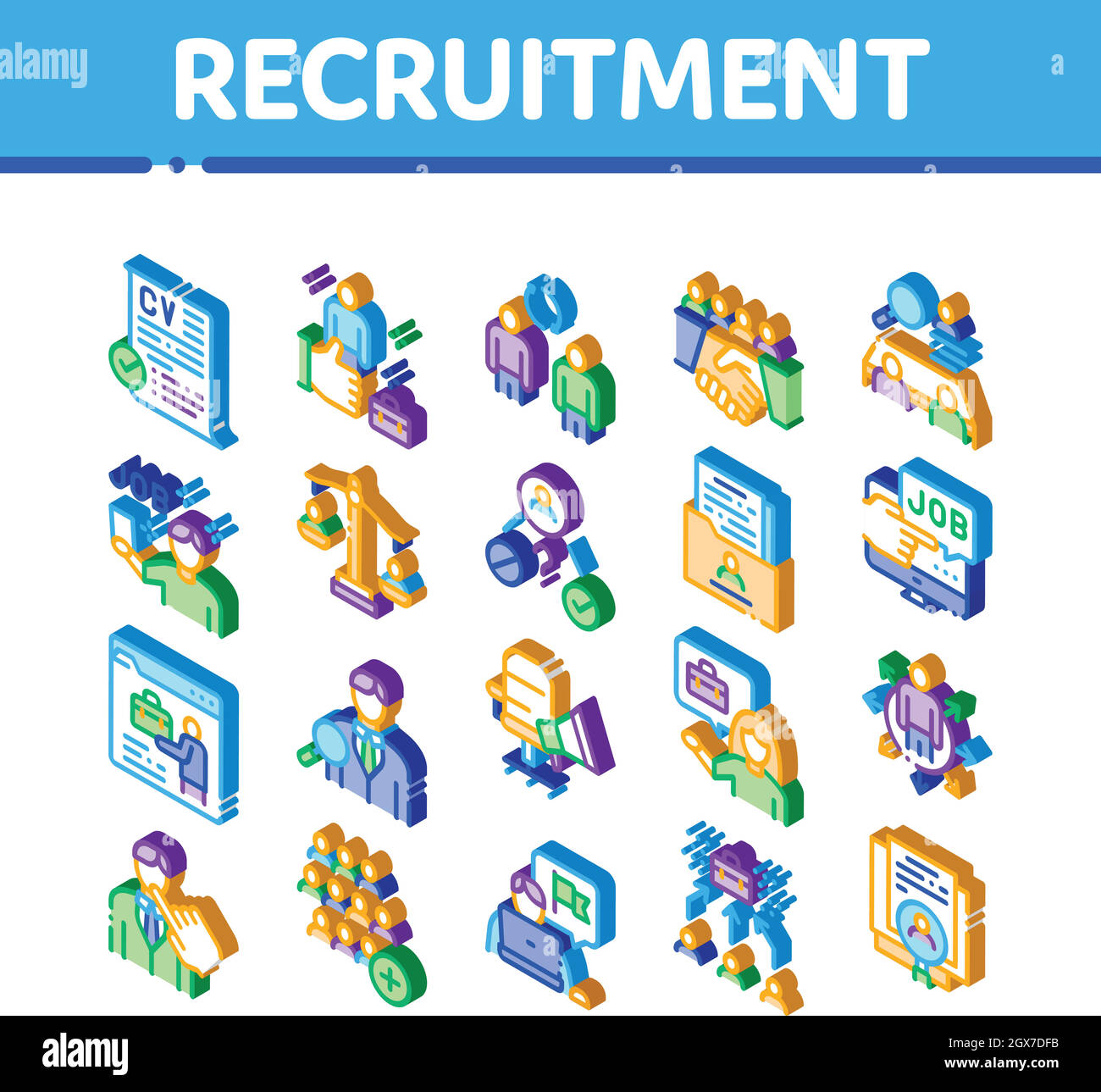 Recruitment And Research Employee Icons Set Vector Stock Vector Image ...