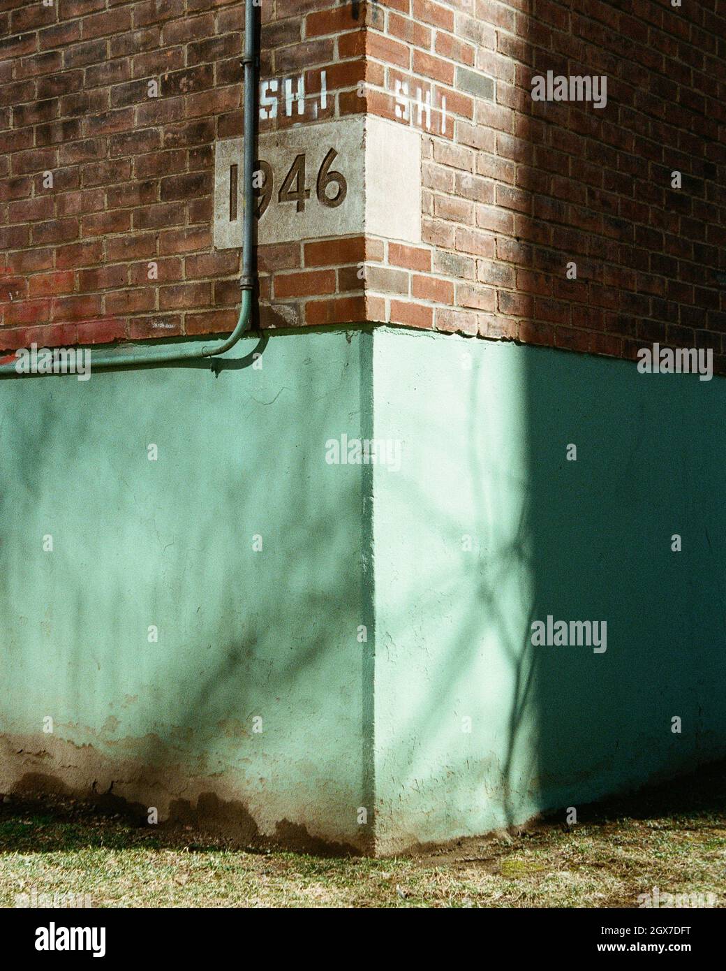 Brick building with year 1946 on the cornerstone, Chelsea, Manhattan ...