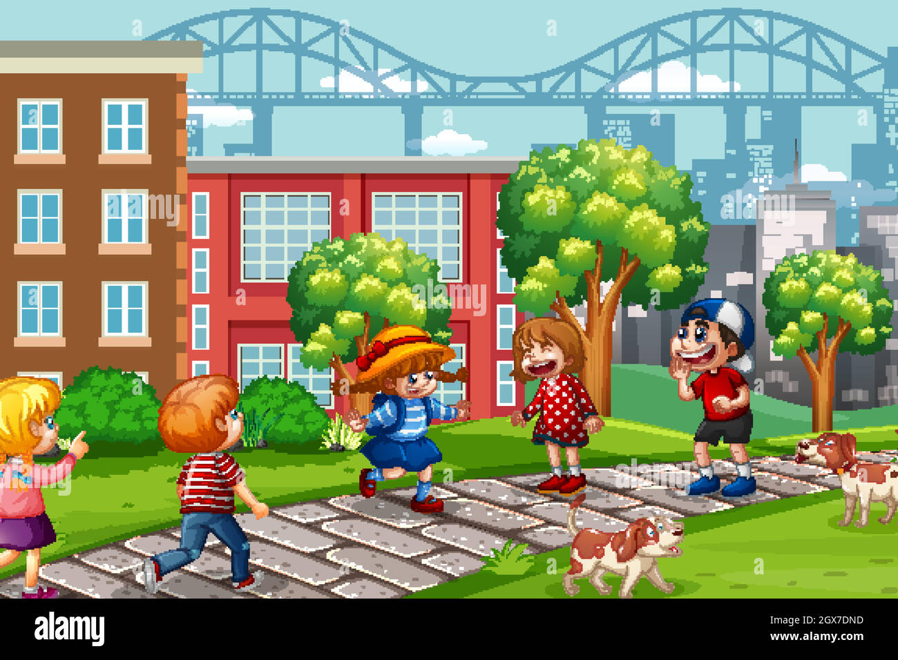 Children playing in the playground scene Stock Vector Image & Art - Alamy