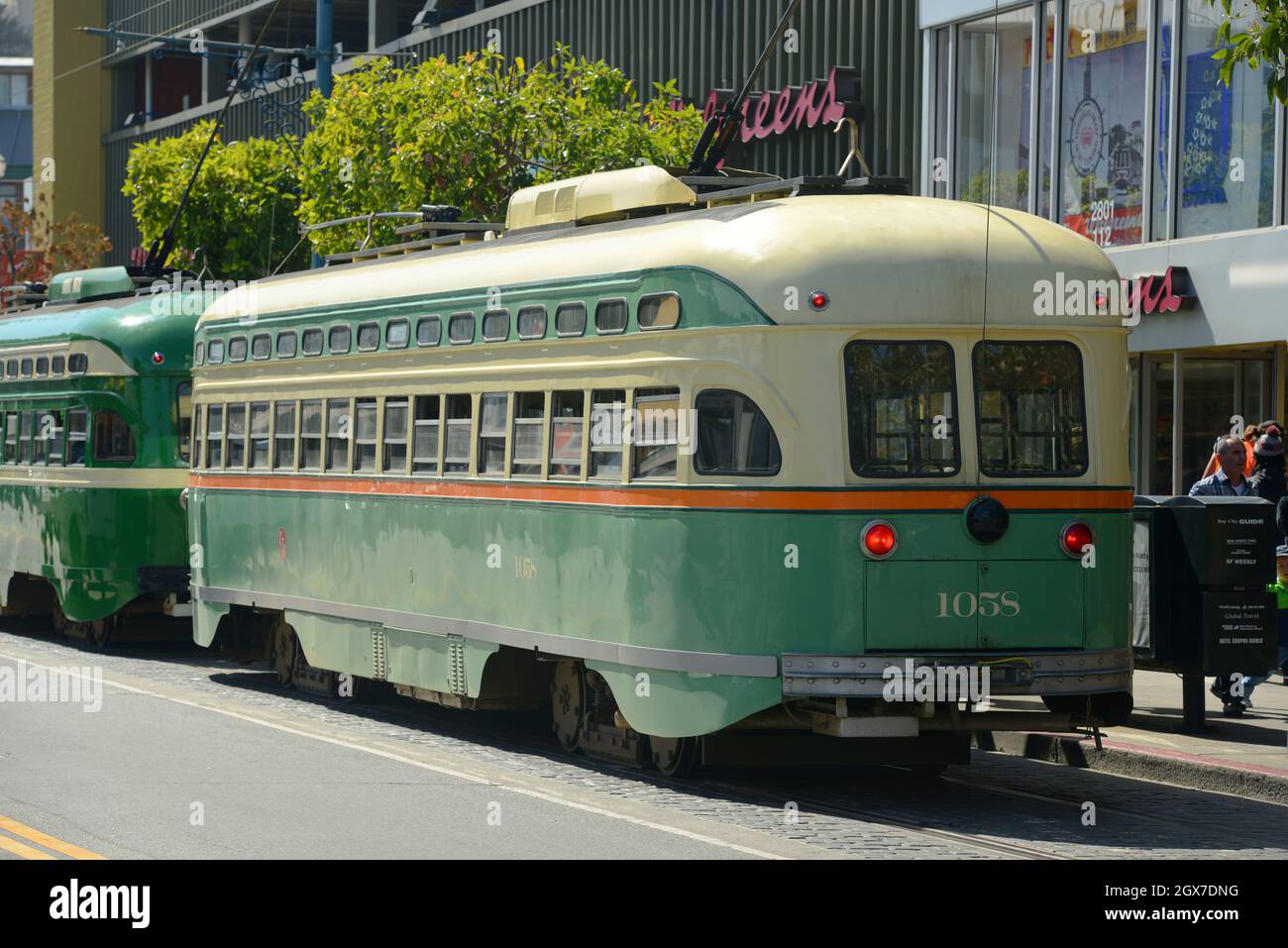 F-line Antique PCC streetcar No.1058 Chicago in Fisherman's Wharf, city ...