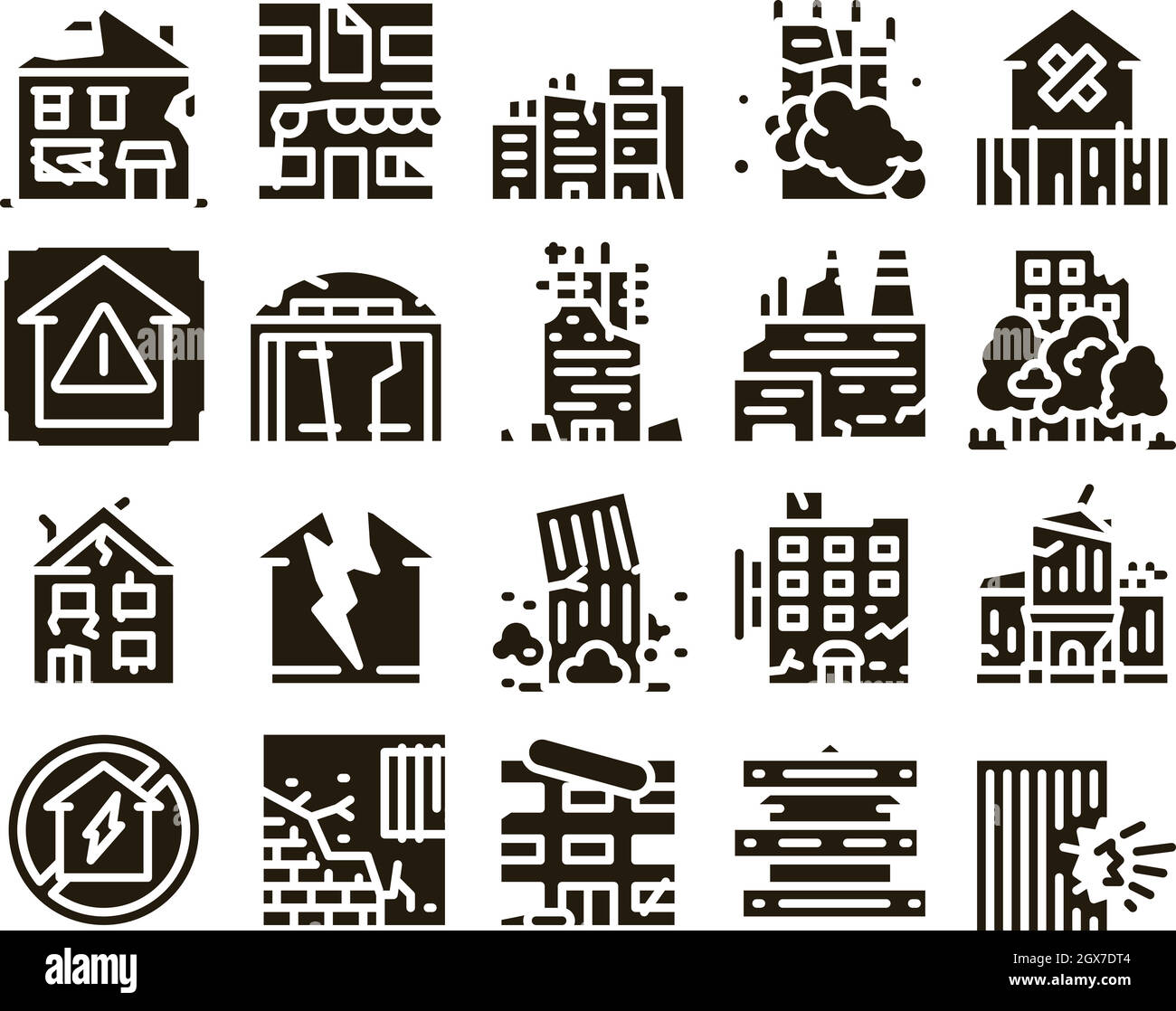 Broken House Building Glyph Set Vector Stock Vector Image & Art - Alamy