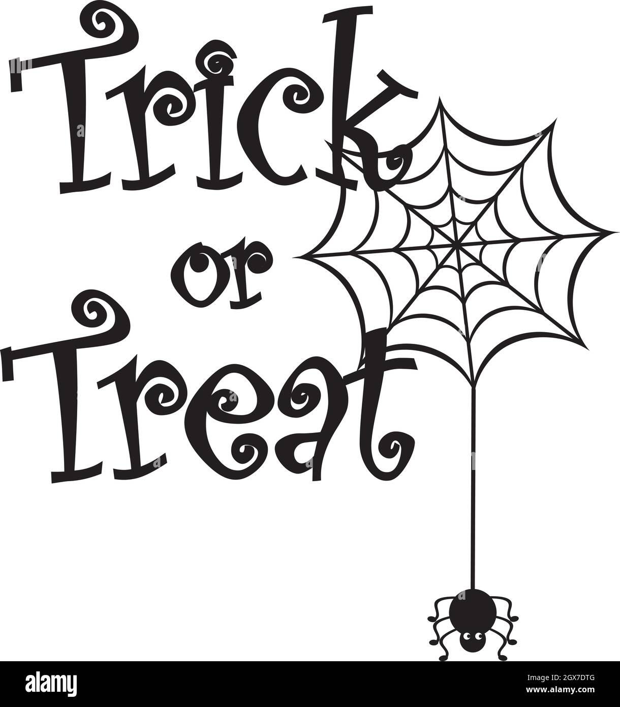 vector illustration of Halloween background, trick or treat with spider ...