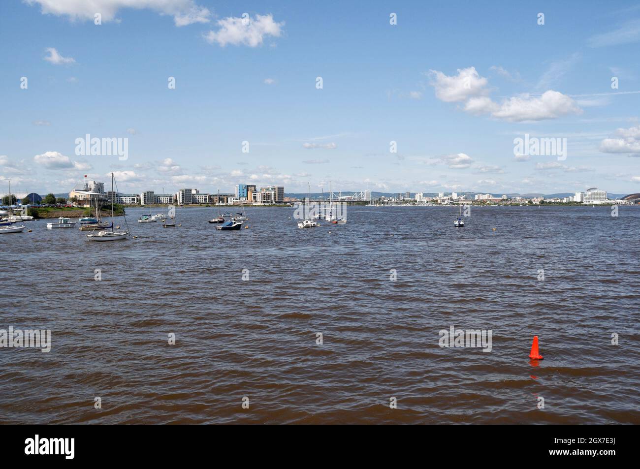 Cardiff bay skyline Wales UK, Artificial freshwater lake body of water ...