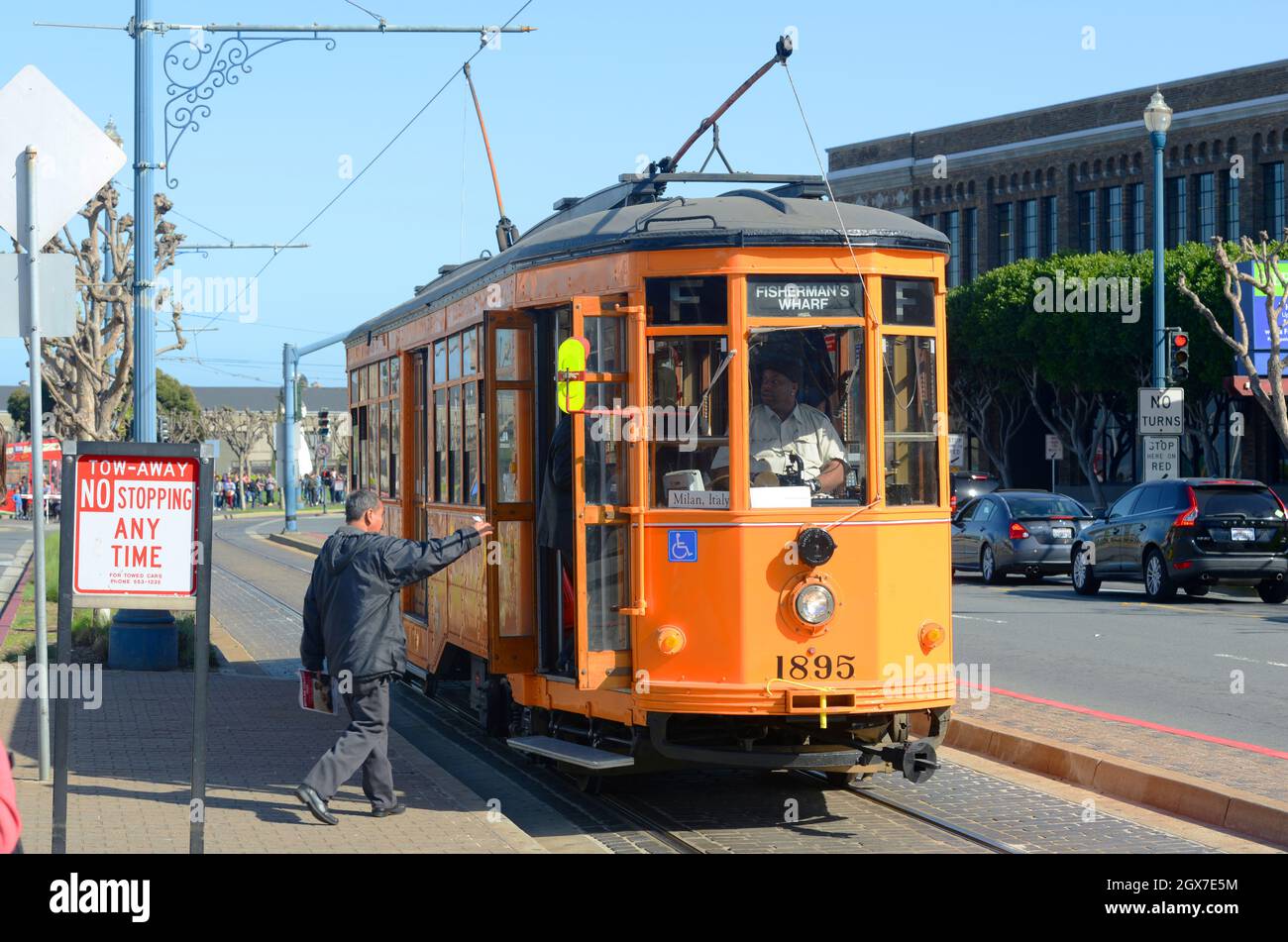 F-line Antique Peter Witt streetcar No.1895 Milan Italy in Fisherman's ...