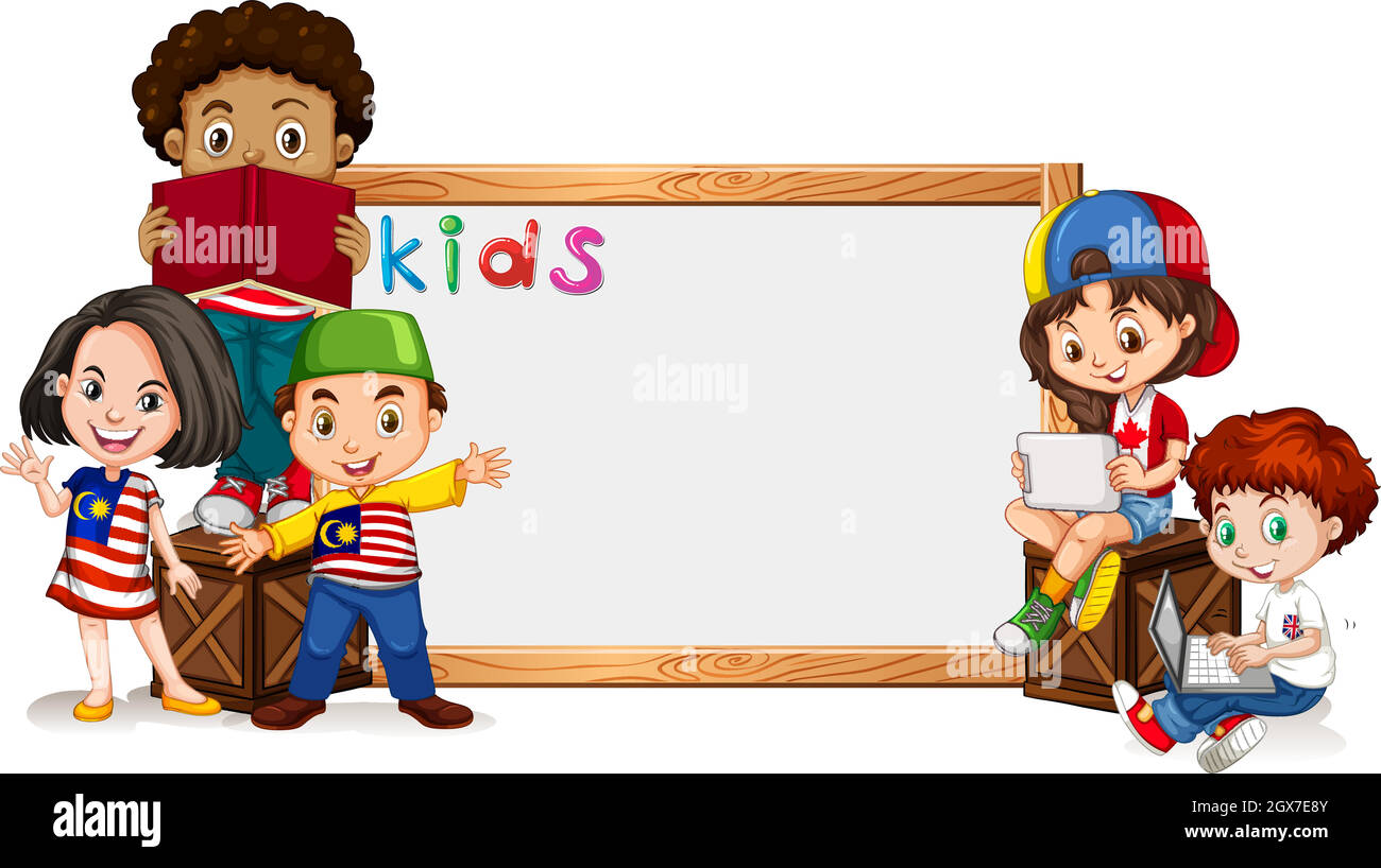 Border template with many kids Stock Vector Image & Art - Alamy