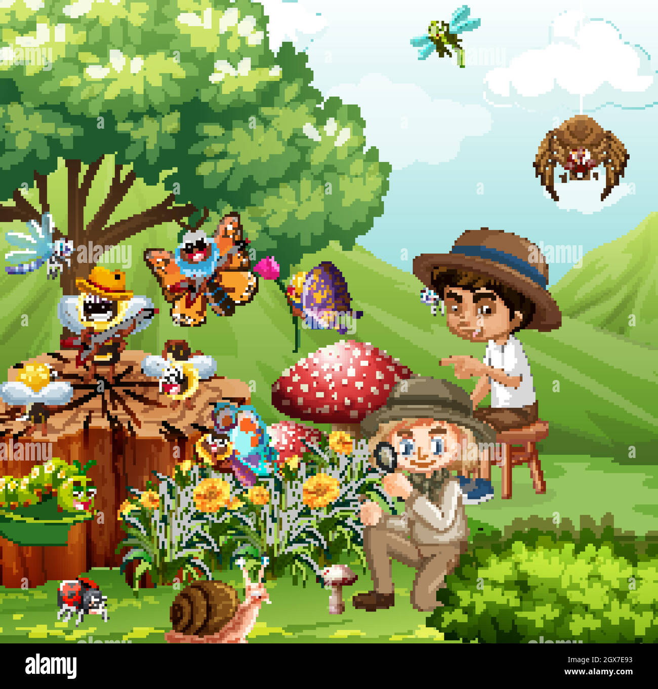 Scene with many kids in the park Stock Vector Image & Art - Alamy