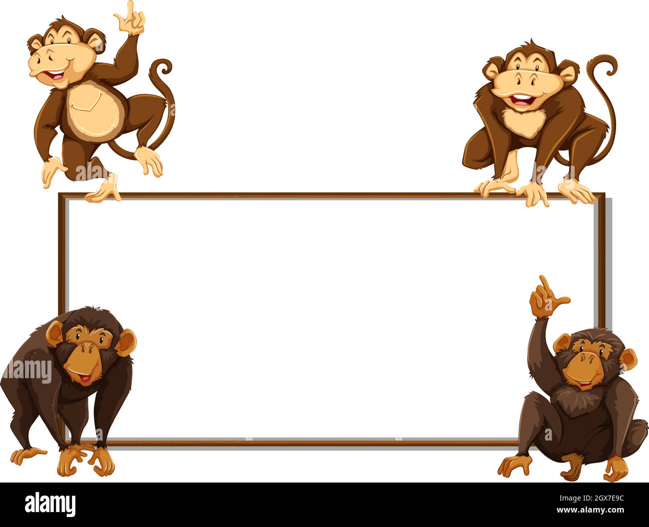 Border template with four monkeys Stock Vector Image & Art - Alamy