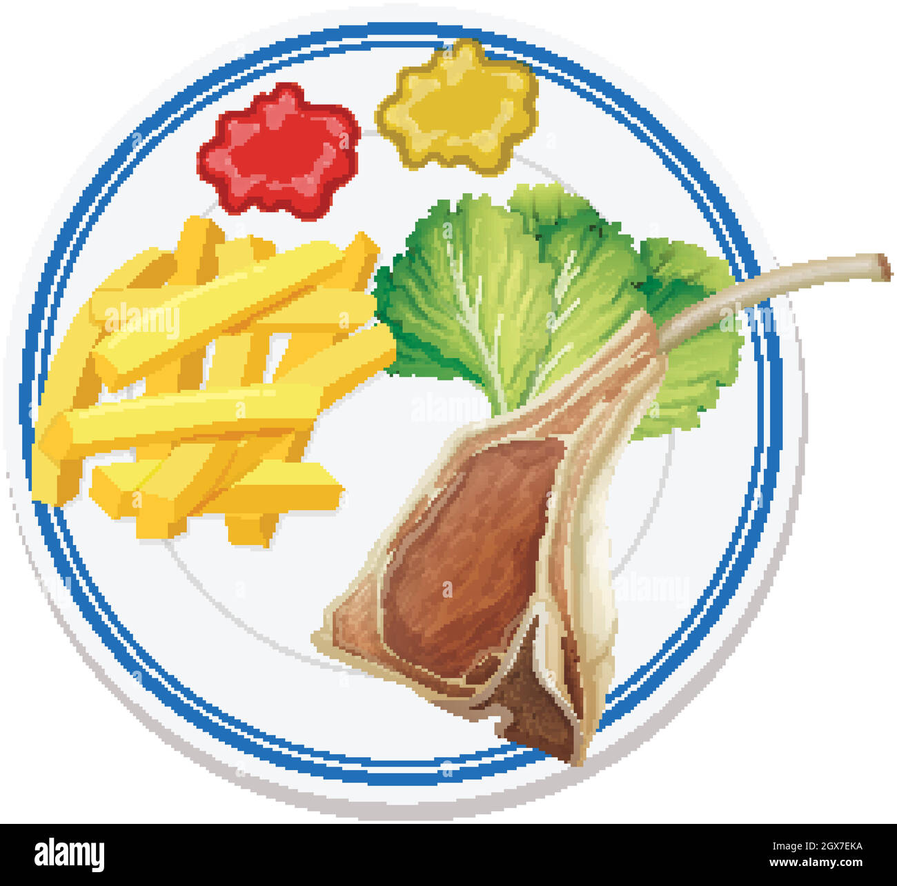 Aerial view of food on plate Stock Vector Image & Art - Alamy