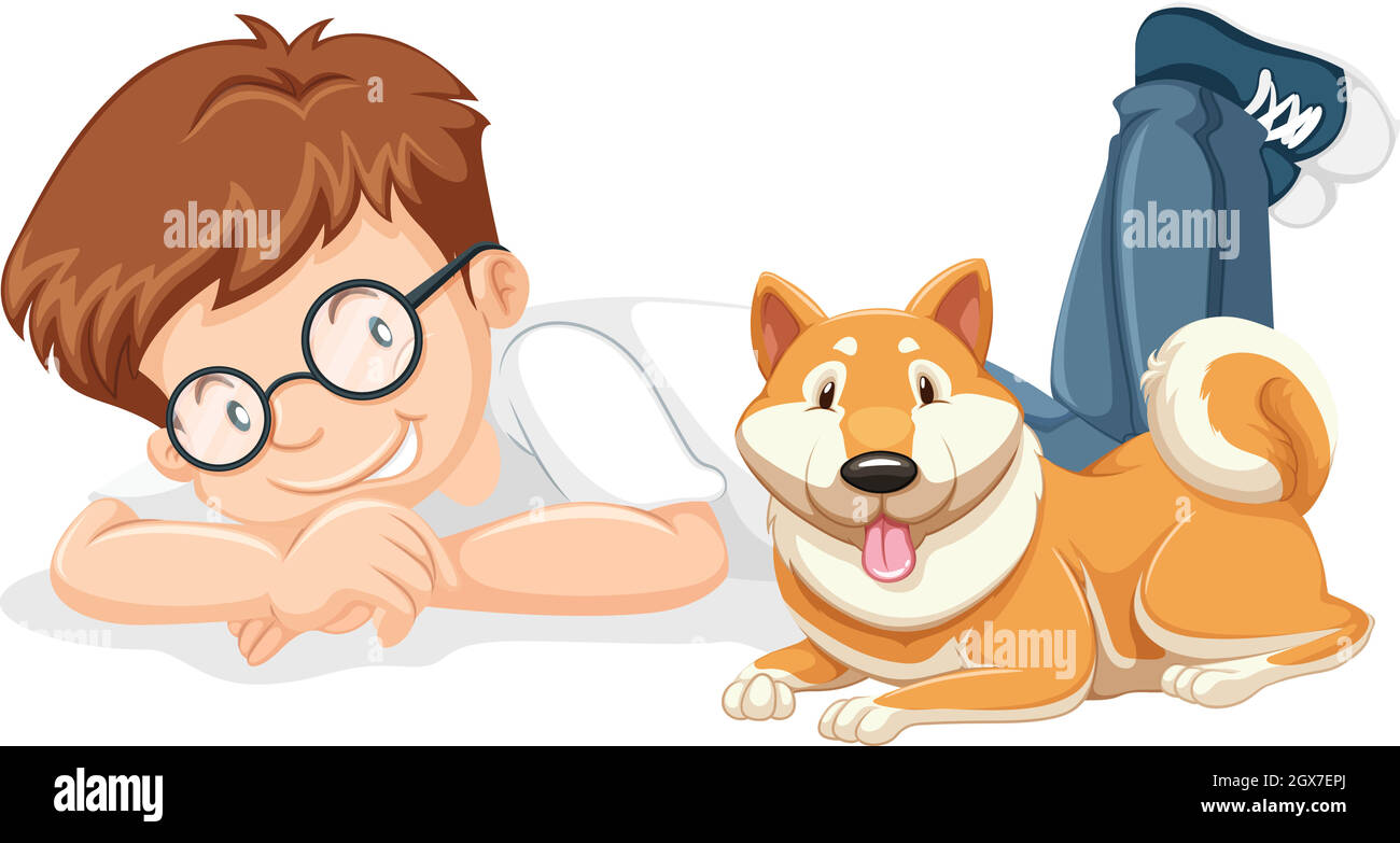 Boy drawing dog Stock Vector Images - Alamy