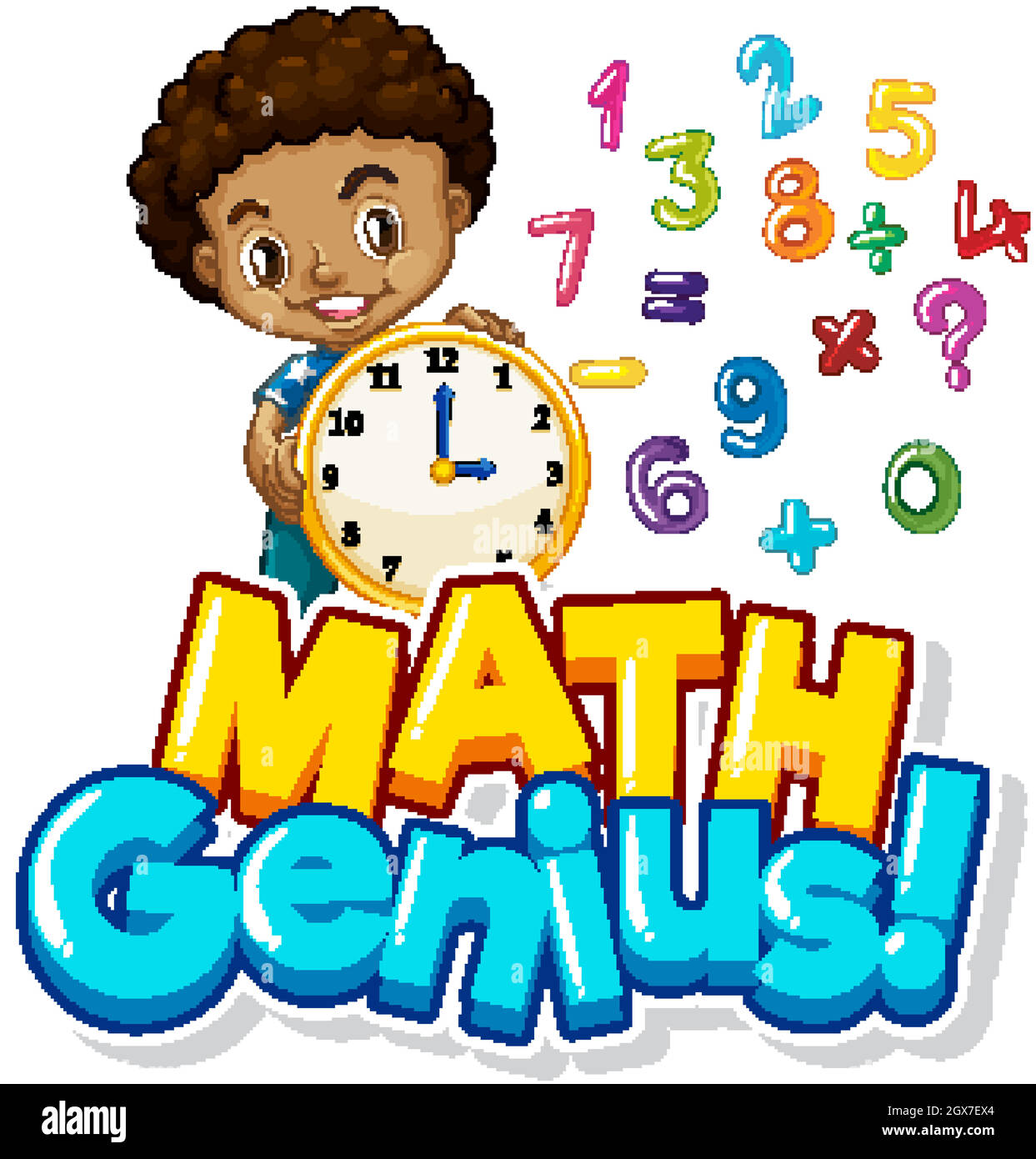 Font design for math genius with boy and numbers Stock Vector Image ...